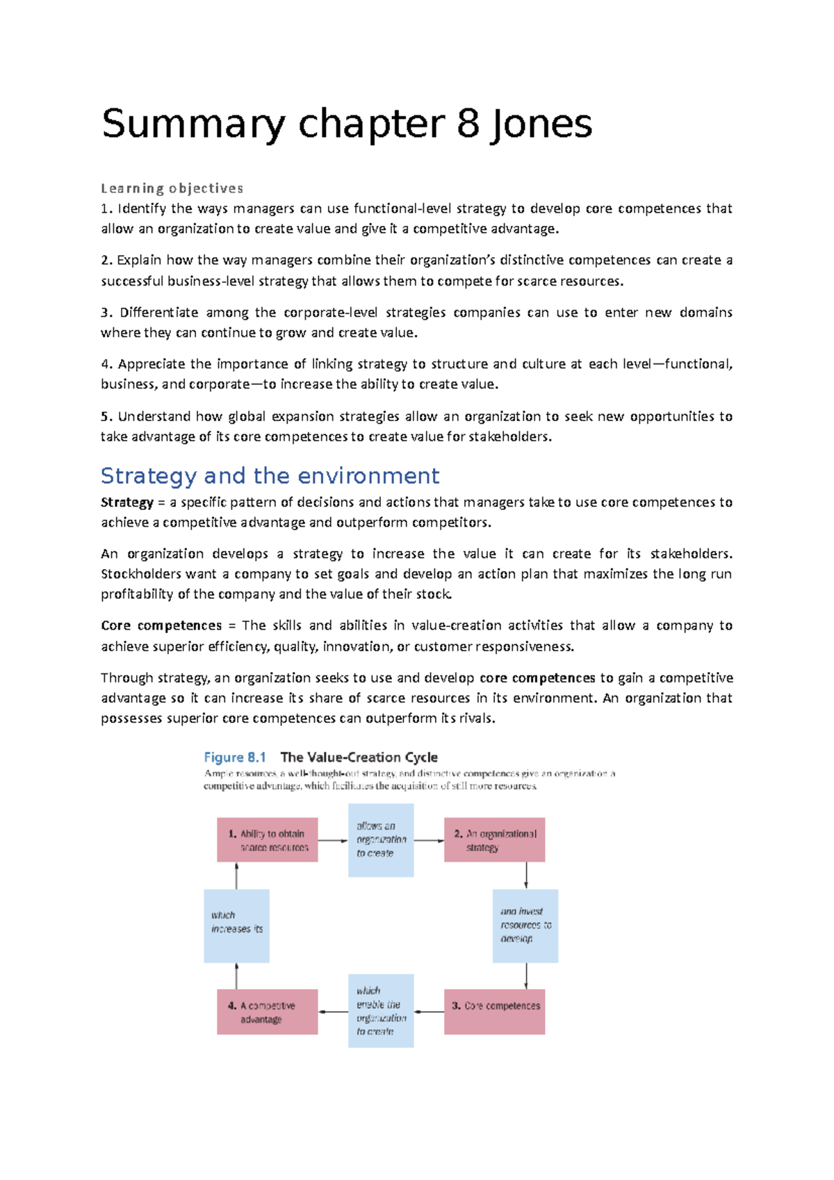 Summary chapter 8 jones - Summary chapter 8 Jones Learning objectives 1. Identify the ways ...