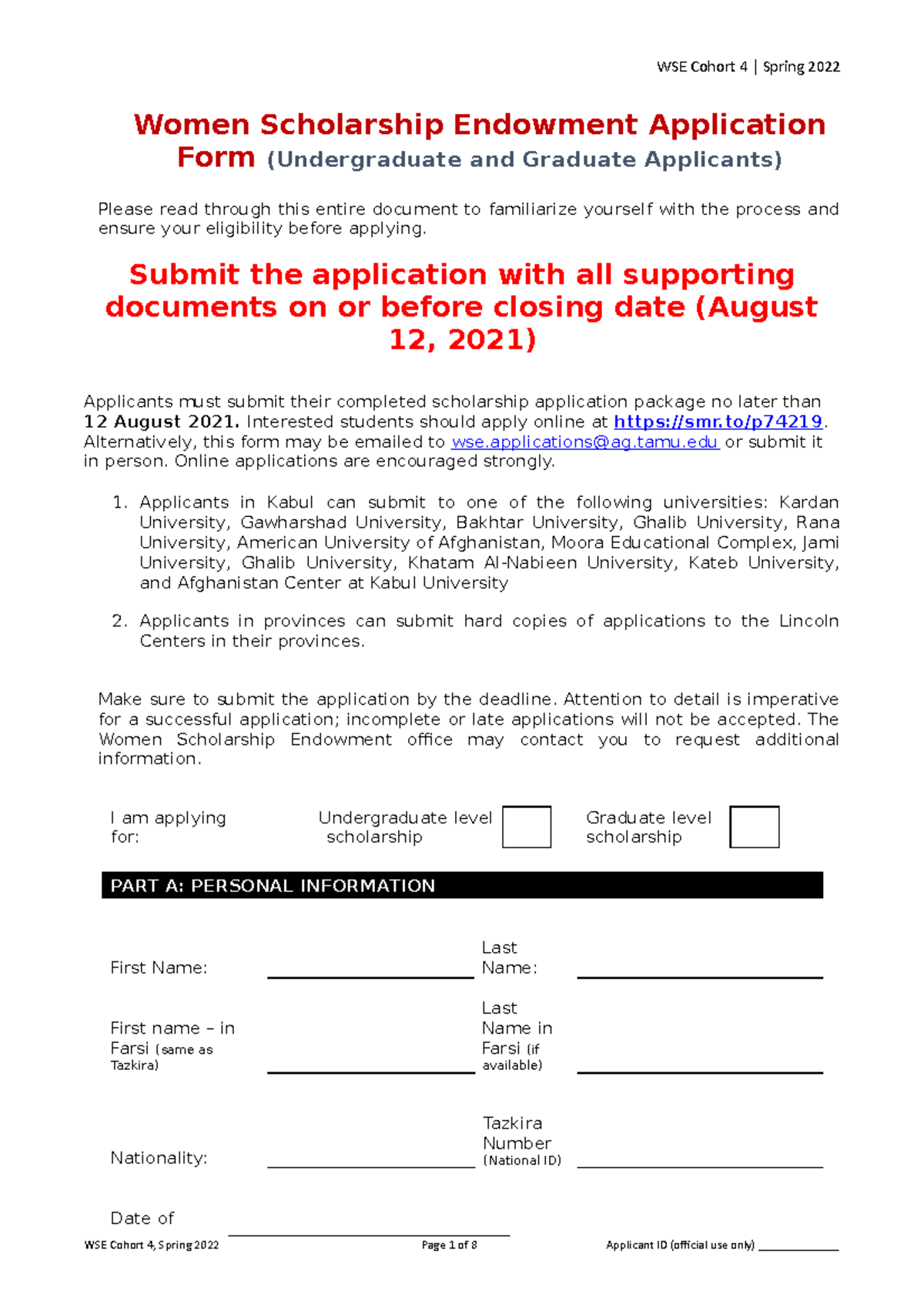 WSE- Application-FORM-Cohort-4, this is about an appplication for a ...