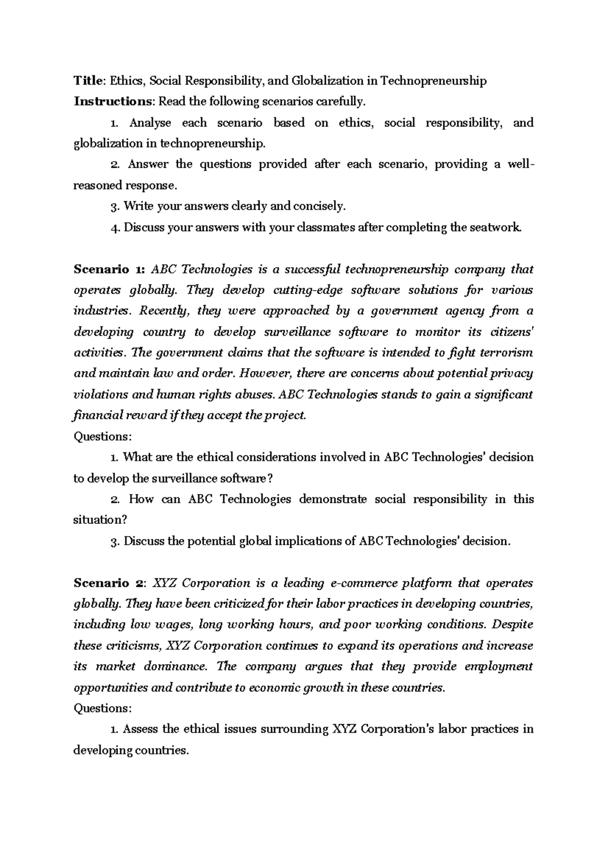 Actech - techno - Title: Ethics, Social Responsibility, and ...
