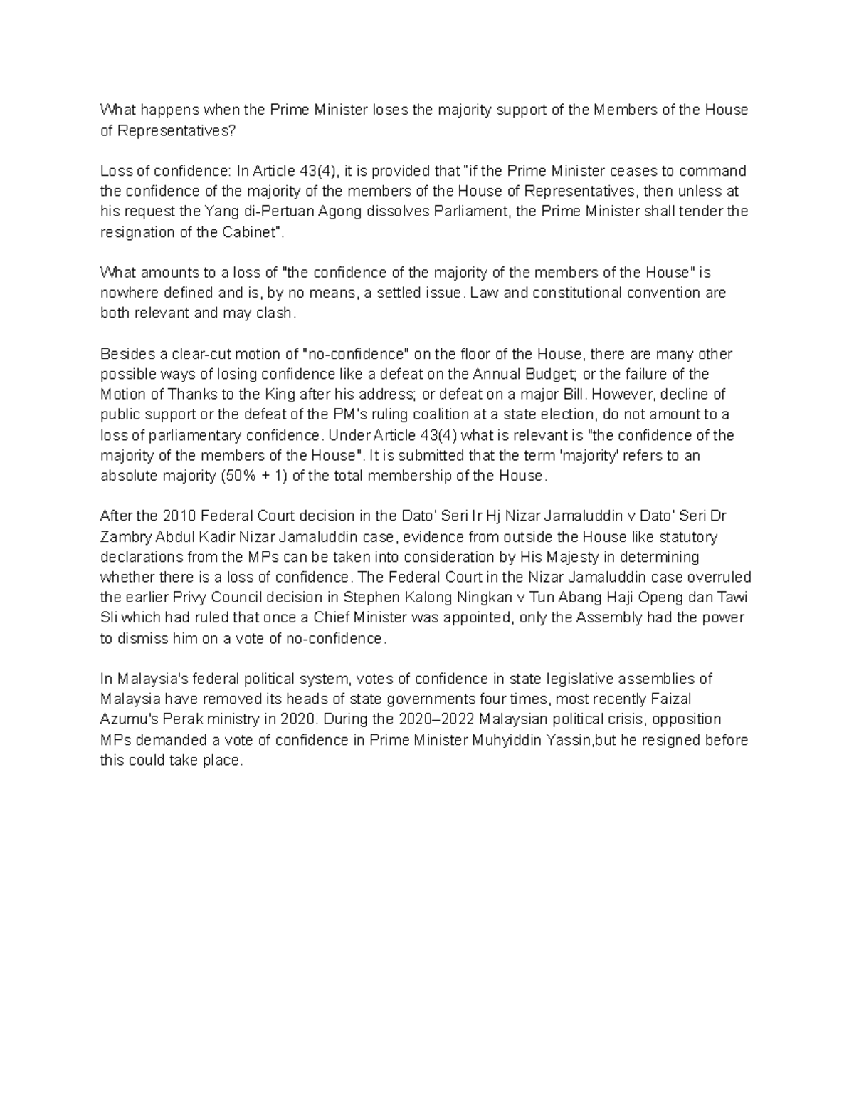 Week 4(2) Consti II - What happens when the Prime Minister loses the ...