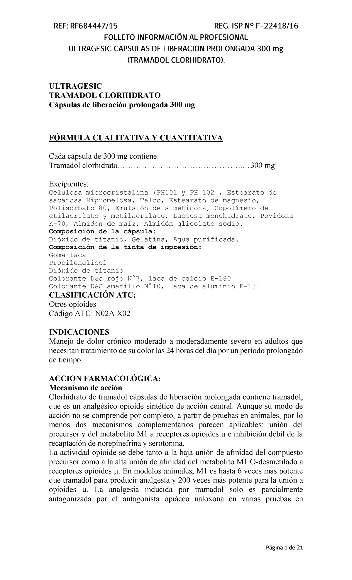 Ultragesic capsulas 300mg - ULTRAGESIC TRAMADOL CLORHIDRATO Cápsulas de ...