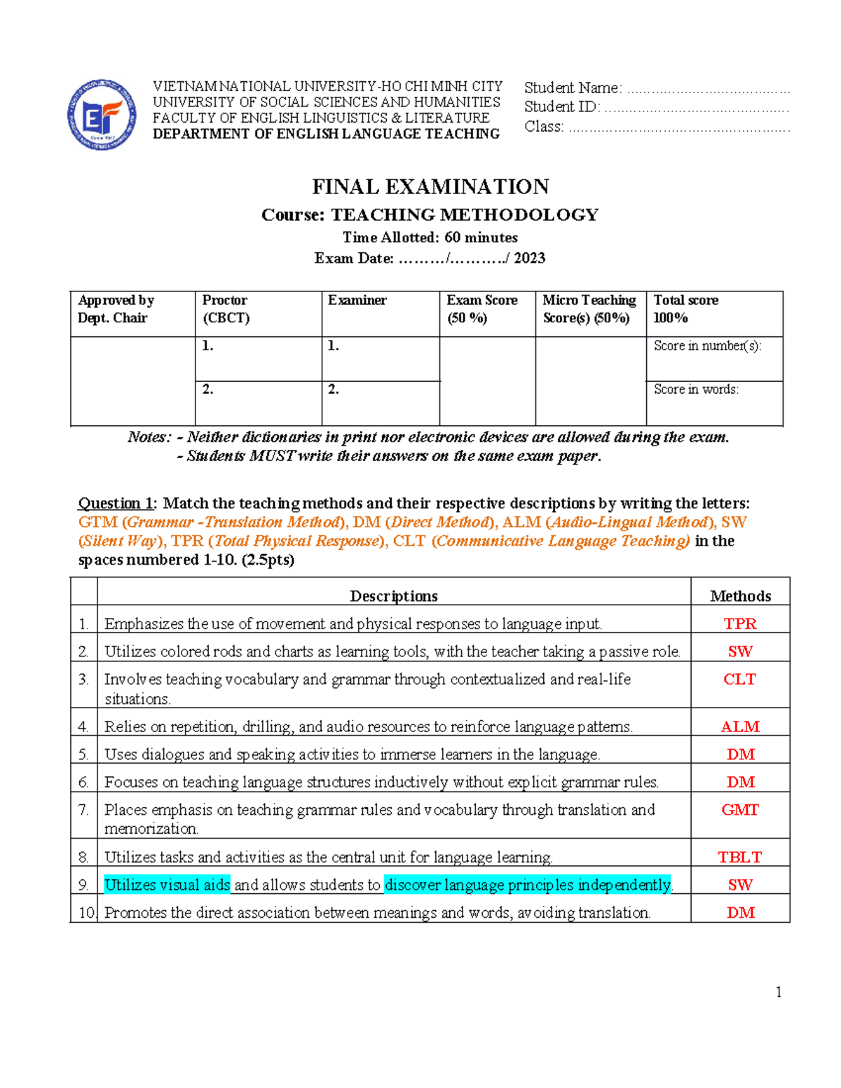 Final test TM - VIETNAM NATIONAL UNIVERSITY-HO CHI MINH CITY UNIVERSITY ...