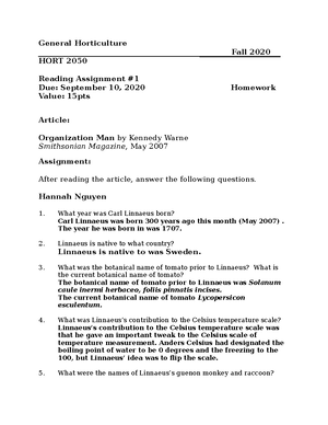 Hort reading assignment - General Horticulture Spring 2023 HORT 2050 ...