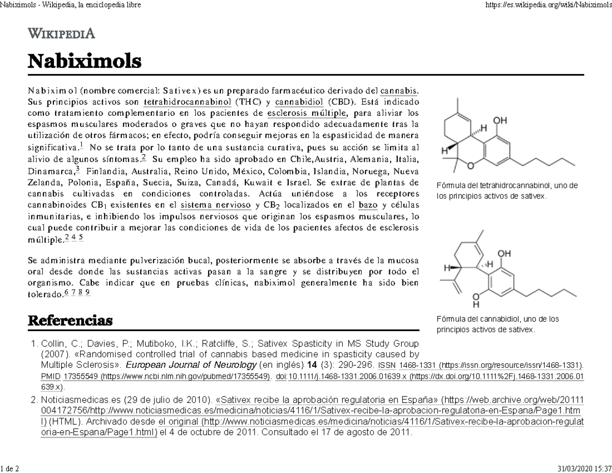 Nabiximols - Wikipedia, la enciclopedia libre - Fórmula del tetrahidrocannabinol, uno de los ...