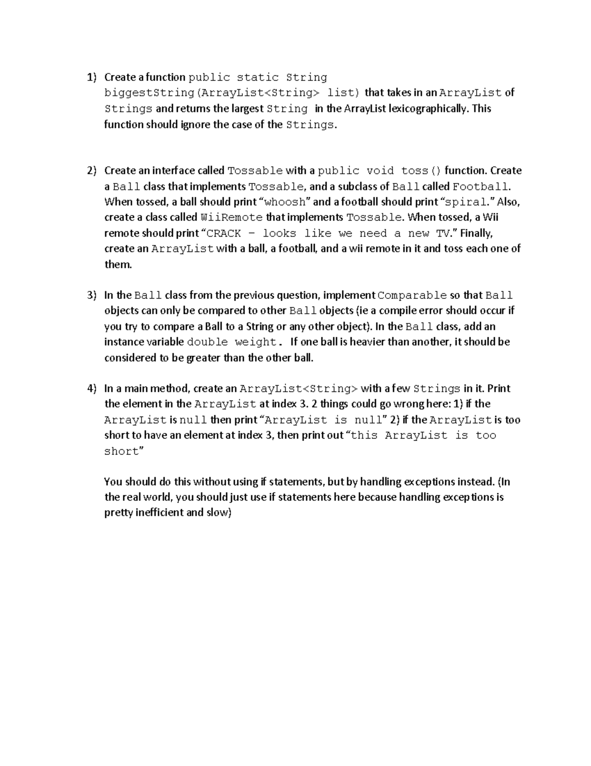 WS3-18 - Extra Practice Questions - Create a function public static String - Studocu