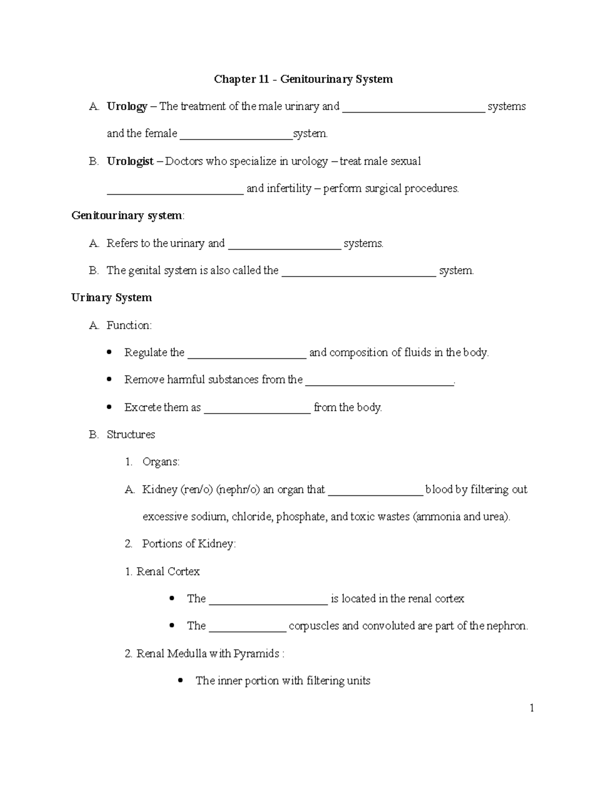 Chapter 11 & 13 Genitourinary and Male Repro system 8th - Chapter 11 ...