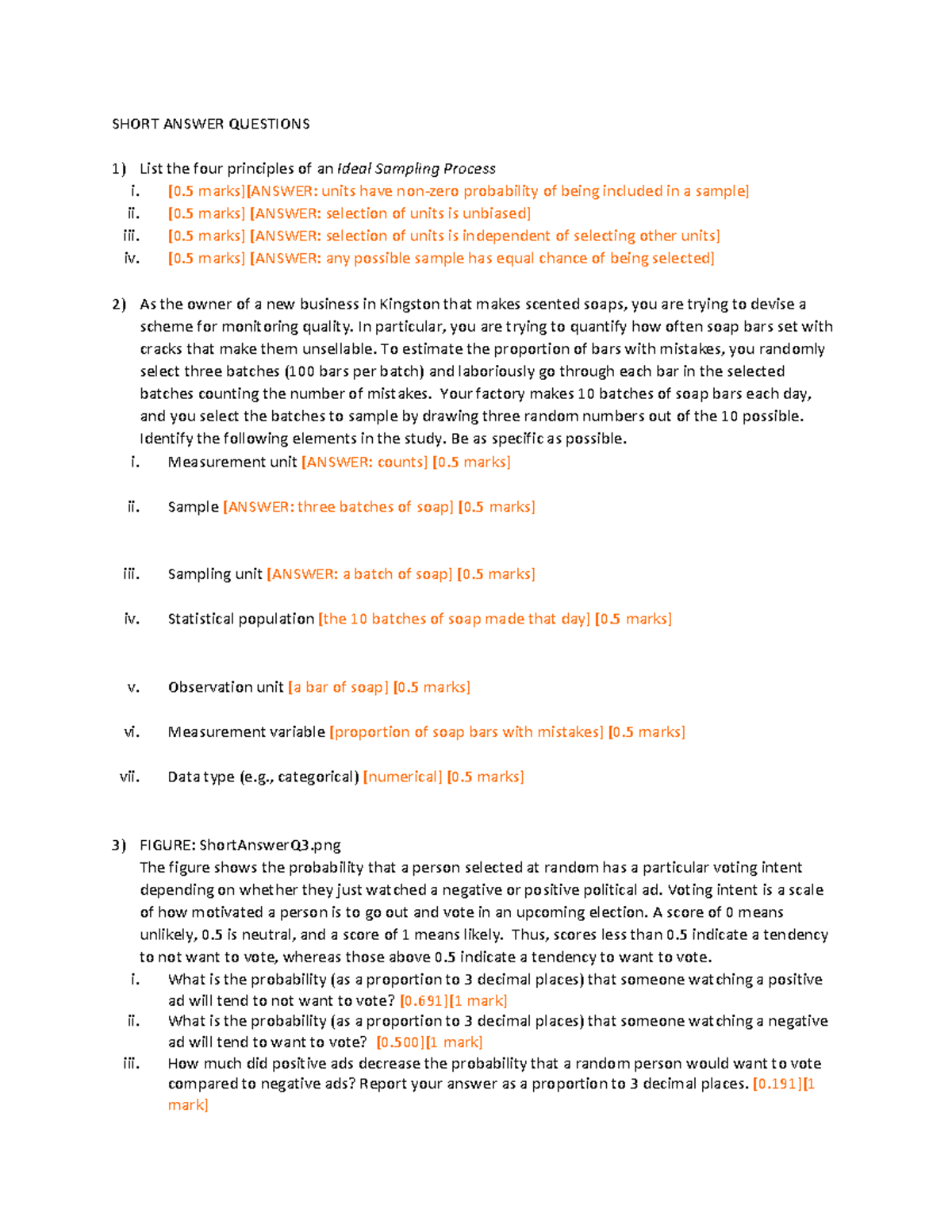 Stats Answers to Short Answer questions - SHORT ANSWER QUESTIONS List ...