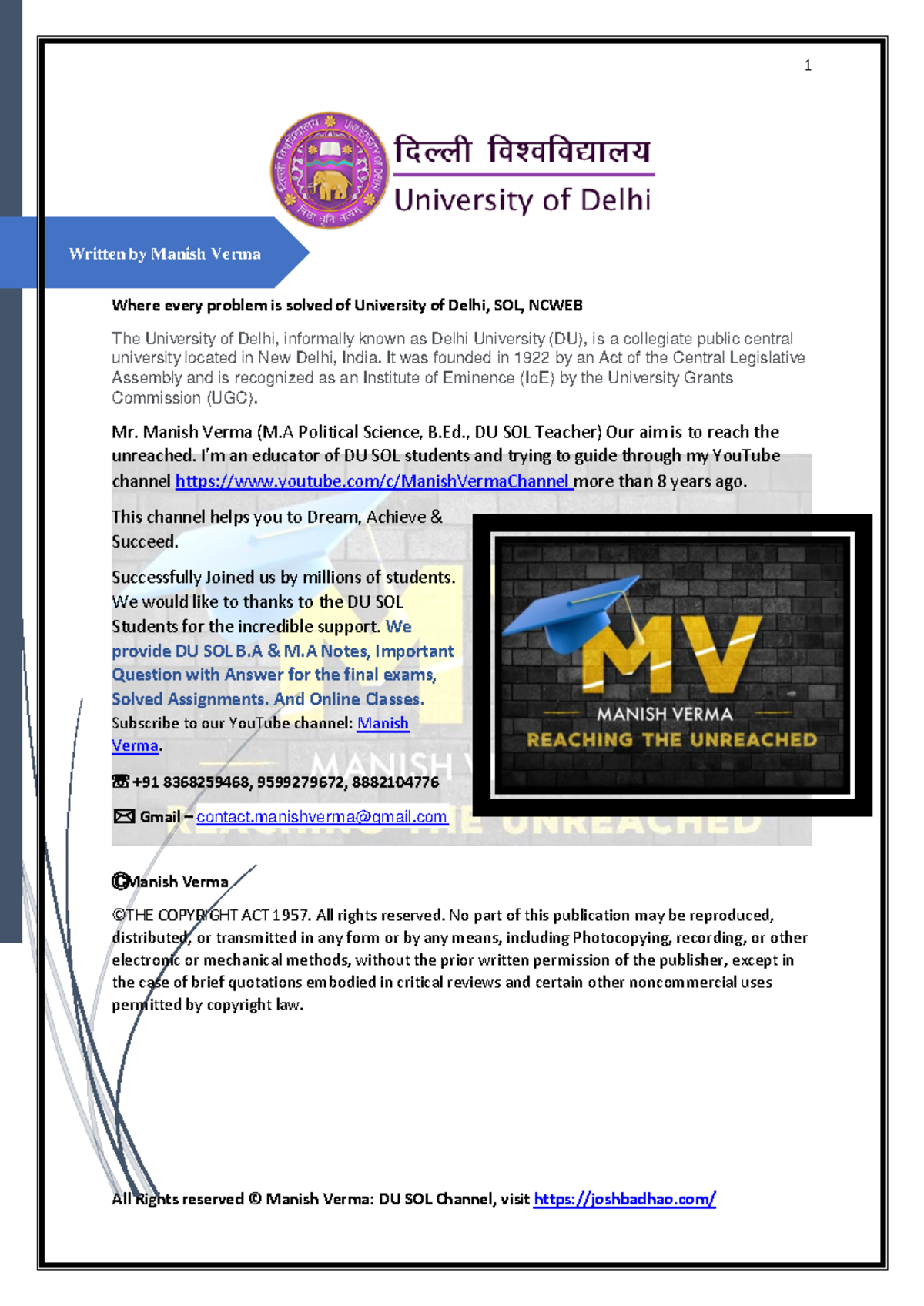 26191218- notes for 6th semester EDPI - Written by Manish Verma Where ...