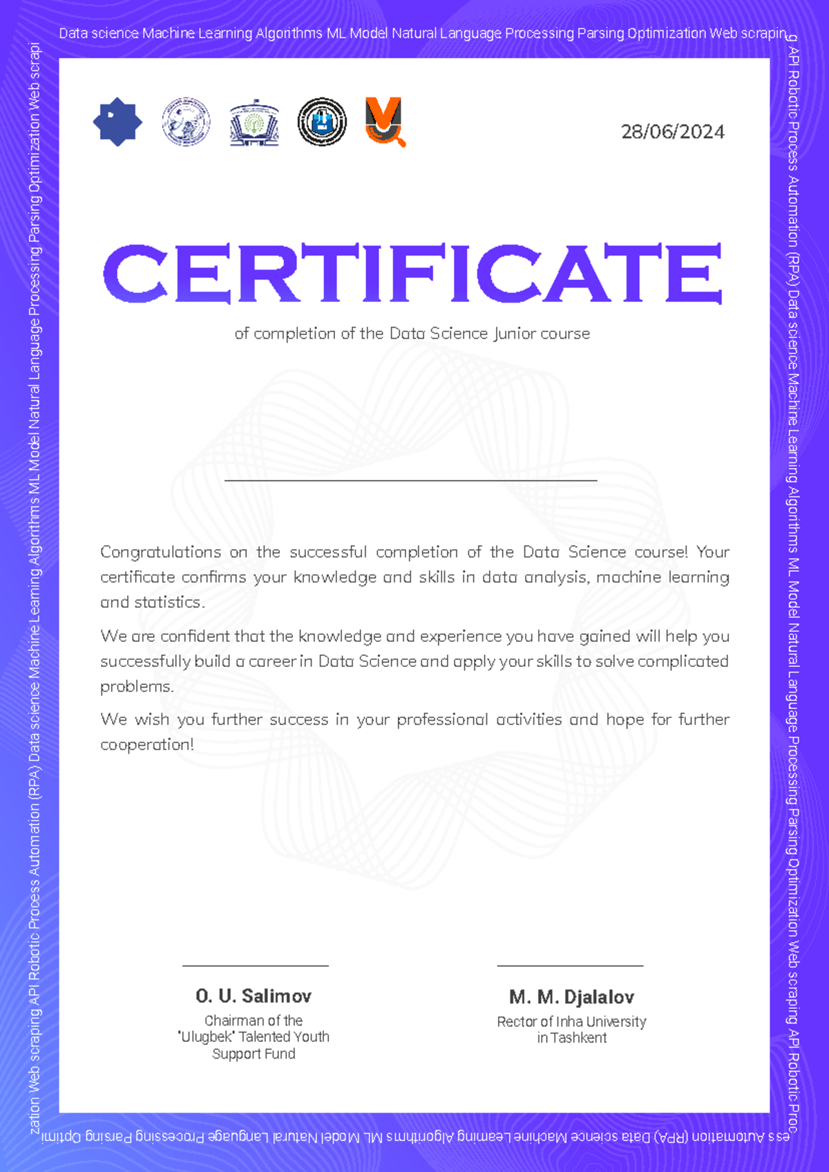 Certificate-data-science - Data science Machine Learning Algorithms ML ...