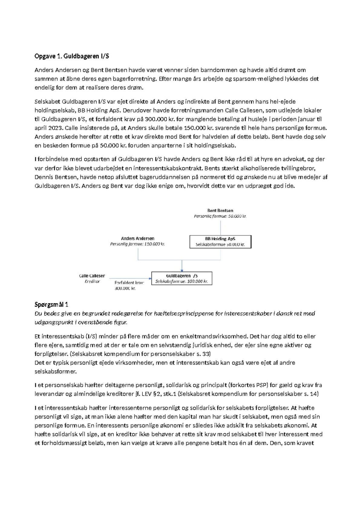 Opgave til aflevering i selskabsret 10. maj Word - Opgave 1. Guldbageren I/S Anders Andersen og ...