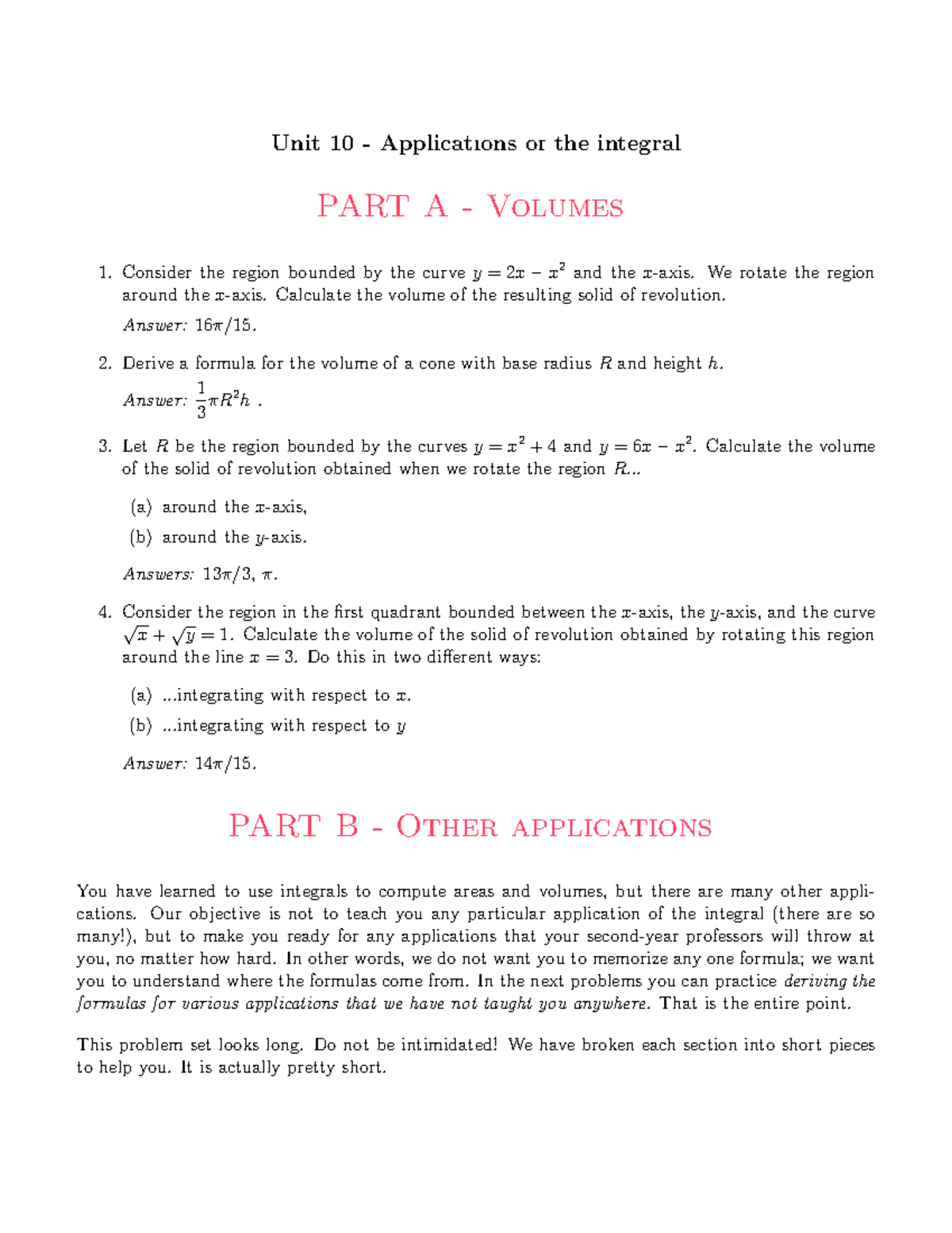 MATH 31 Exercise 10 - MAT 137Y - Practice problems Unit 10 ...