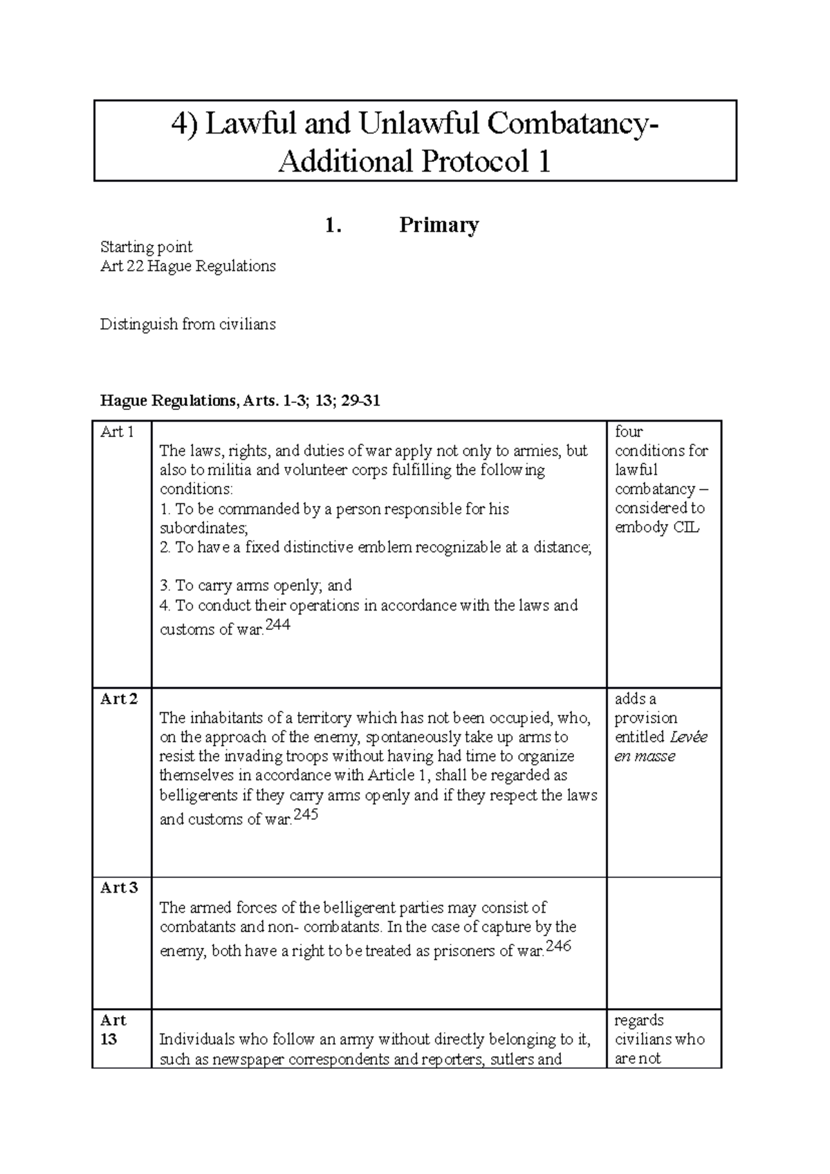 4) Lawful and unlawful combatants - 4) Lawful and Unlawful Combatancy ...