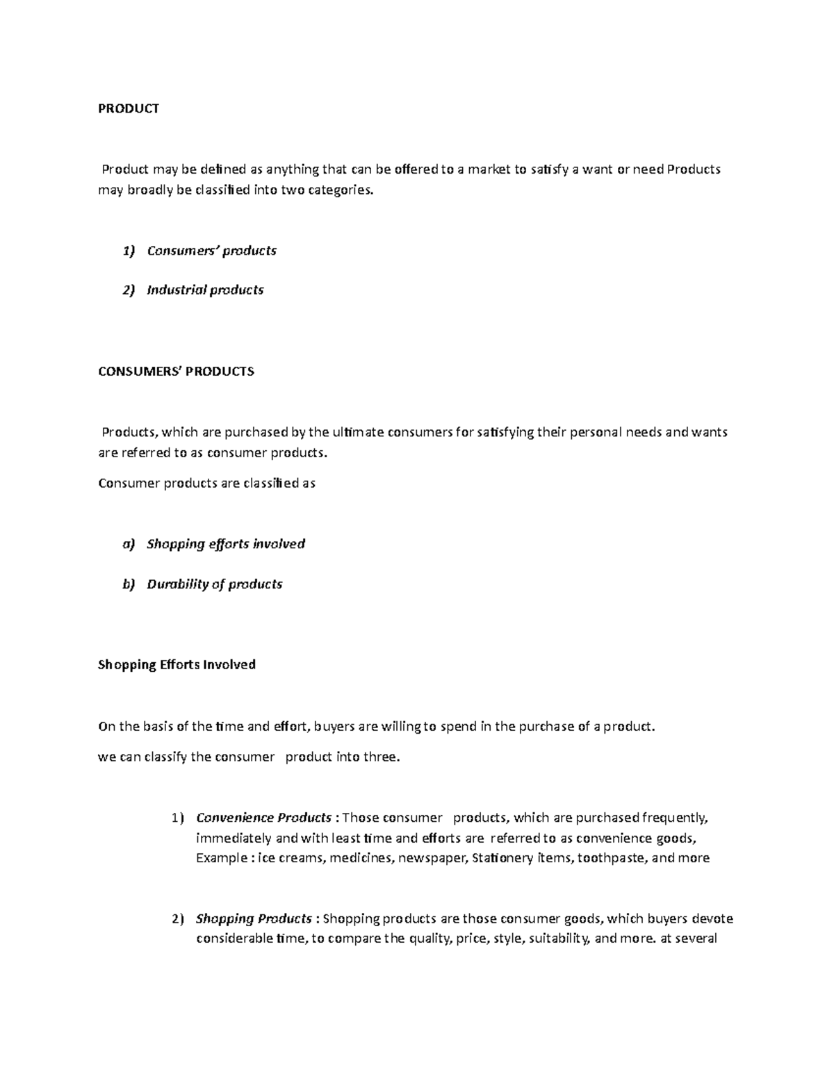 Product - Business studies - PRODUCT Product may be defined as anything ...