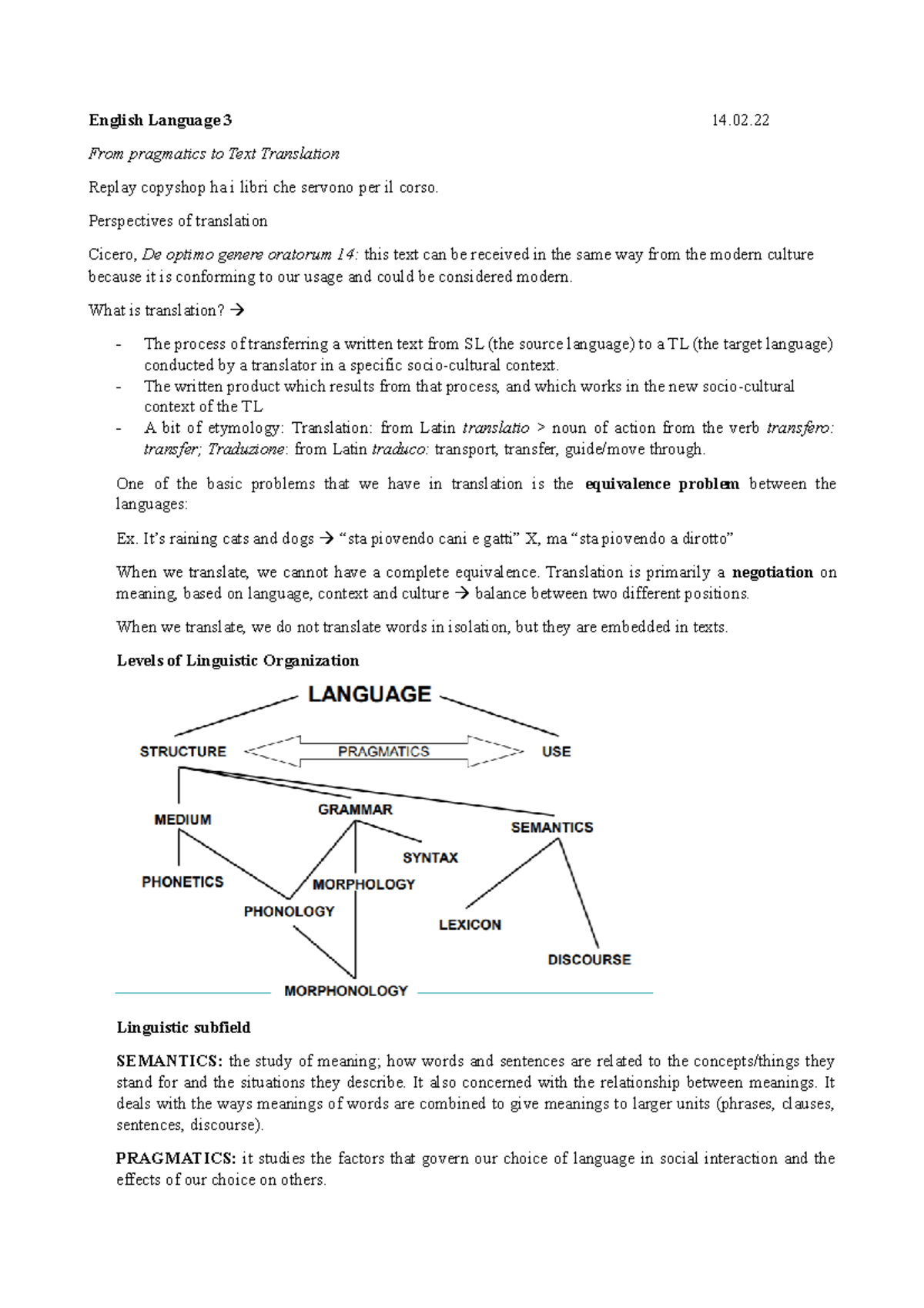 English language 3 - English Language 3 14. From pragmatics to Text ...