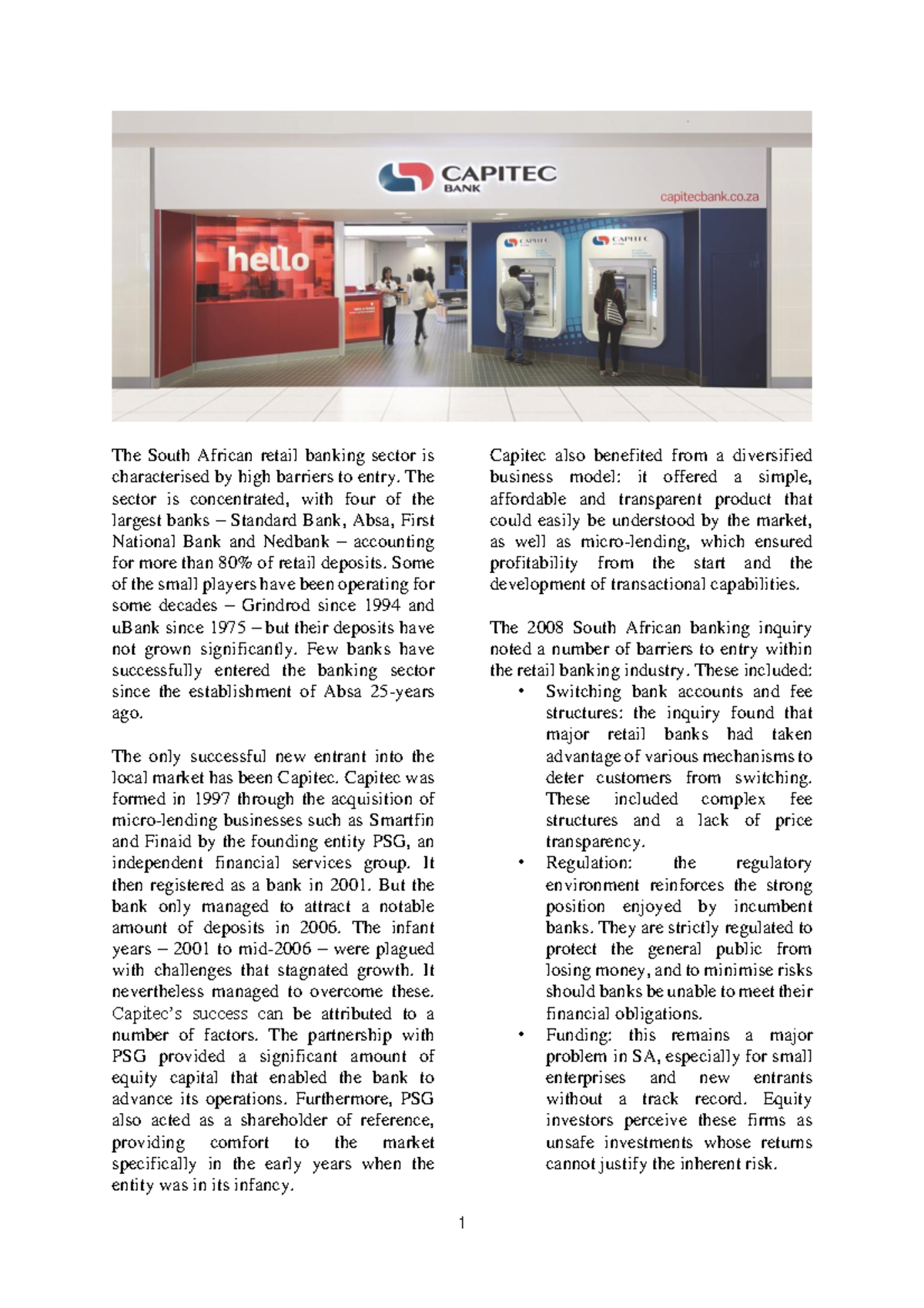 Capitec Exam Case Study - The South African retail banking sector is ...