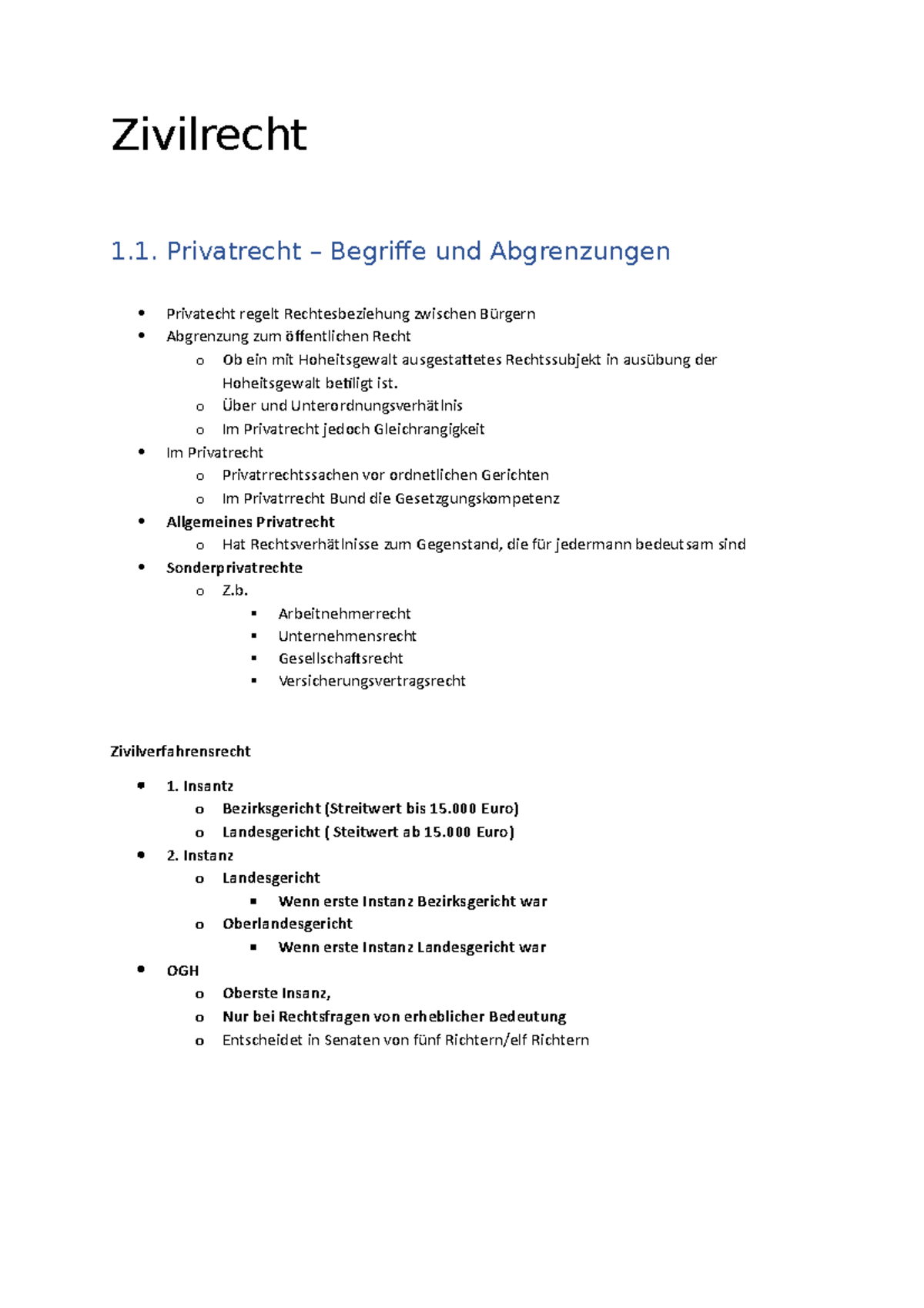 Zivilrecht Zusammenfassung(Buch) Vollständig - Zivilrecht 1 ...