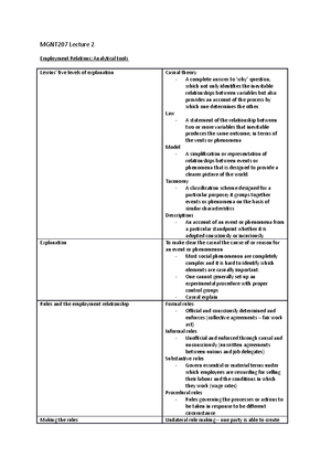 MGNT207 Lecture 7 - Statutory regulation - The making of the rules by ...