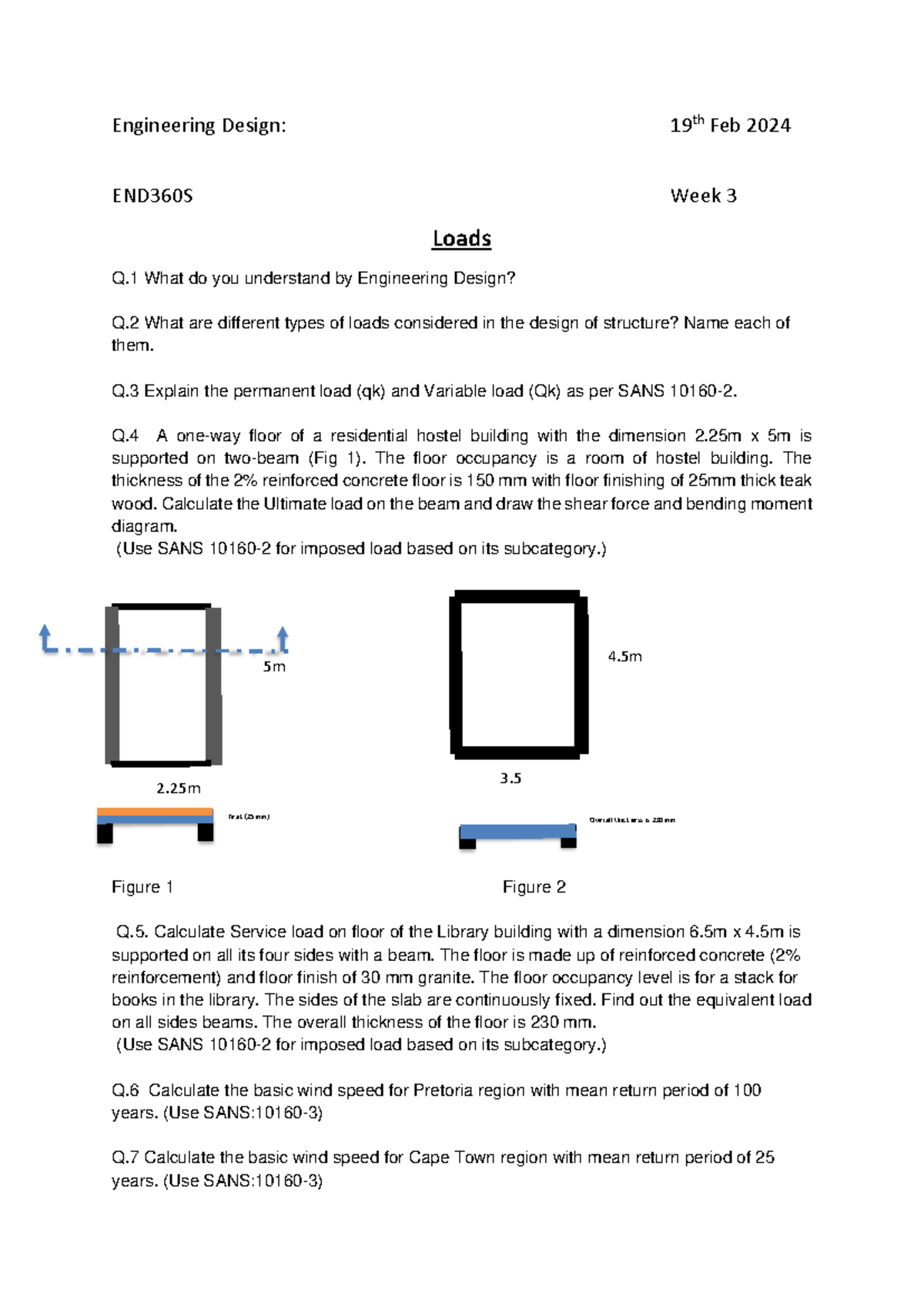 Week 3 Loads and Wind load - Engineering Design: 19 th Feb 2024 END360S ...