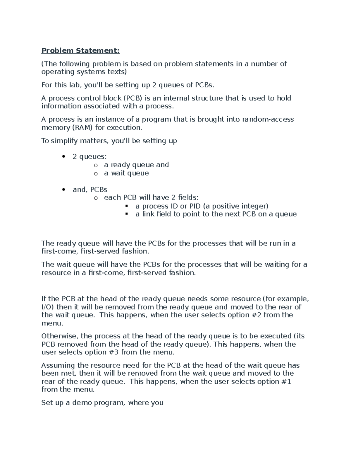 Lab work - lab - Problem Statement: (The following problem is based on problem statements in a ...