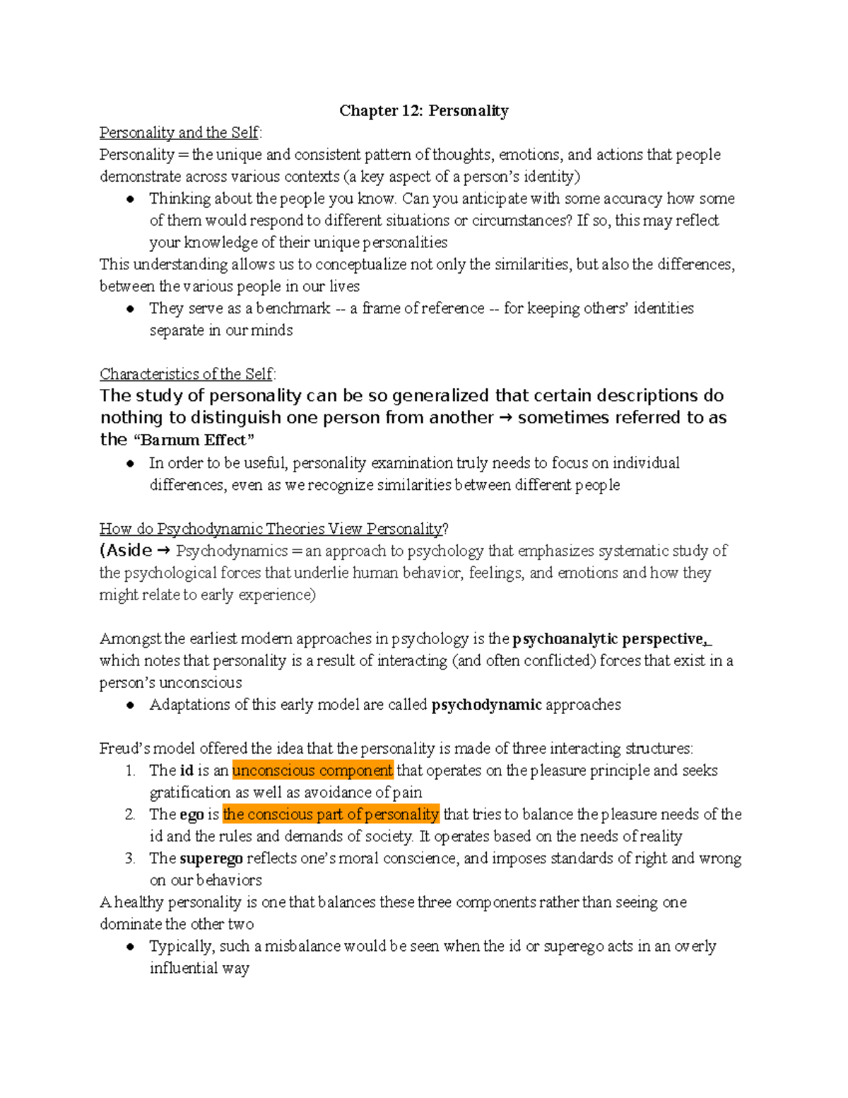 Chapter 12 Personality - Chapter 12: Personality Personality and the ...