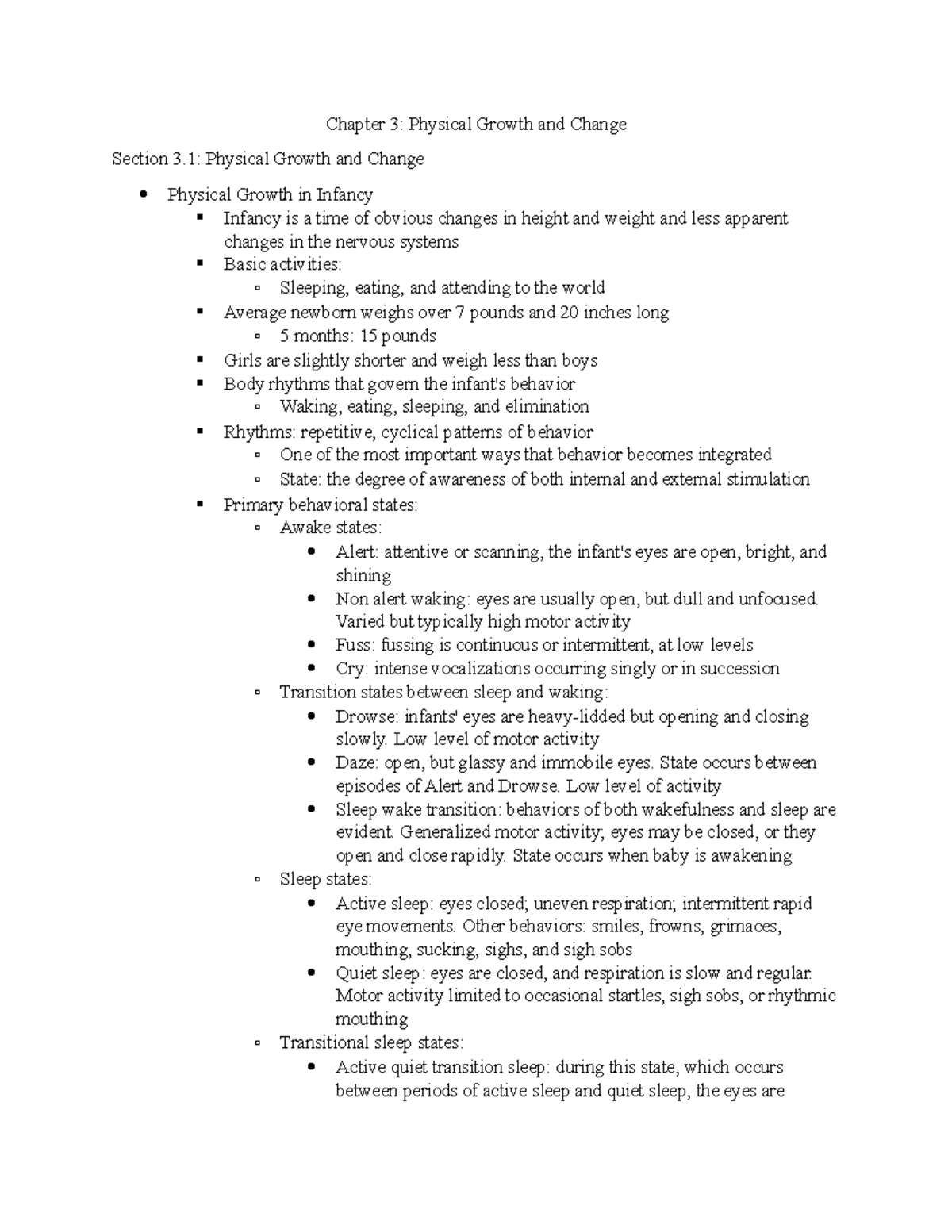 Human Growth and Development Chapter 3 - Chapter 3: Physical Growth and ...
