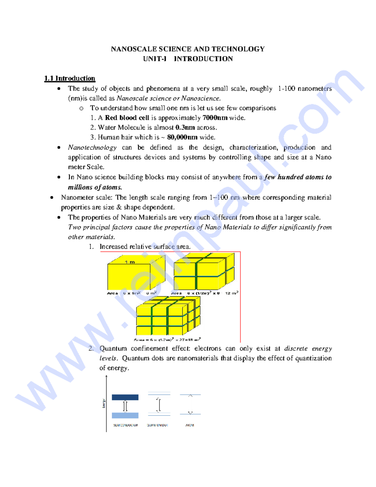 FNS+notes - Its lectures notes - ####### NANOSCALE SCIENCE AND ...