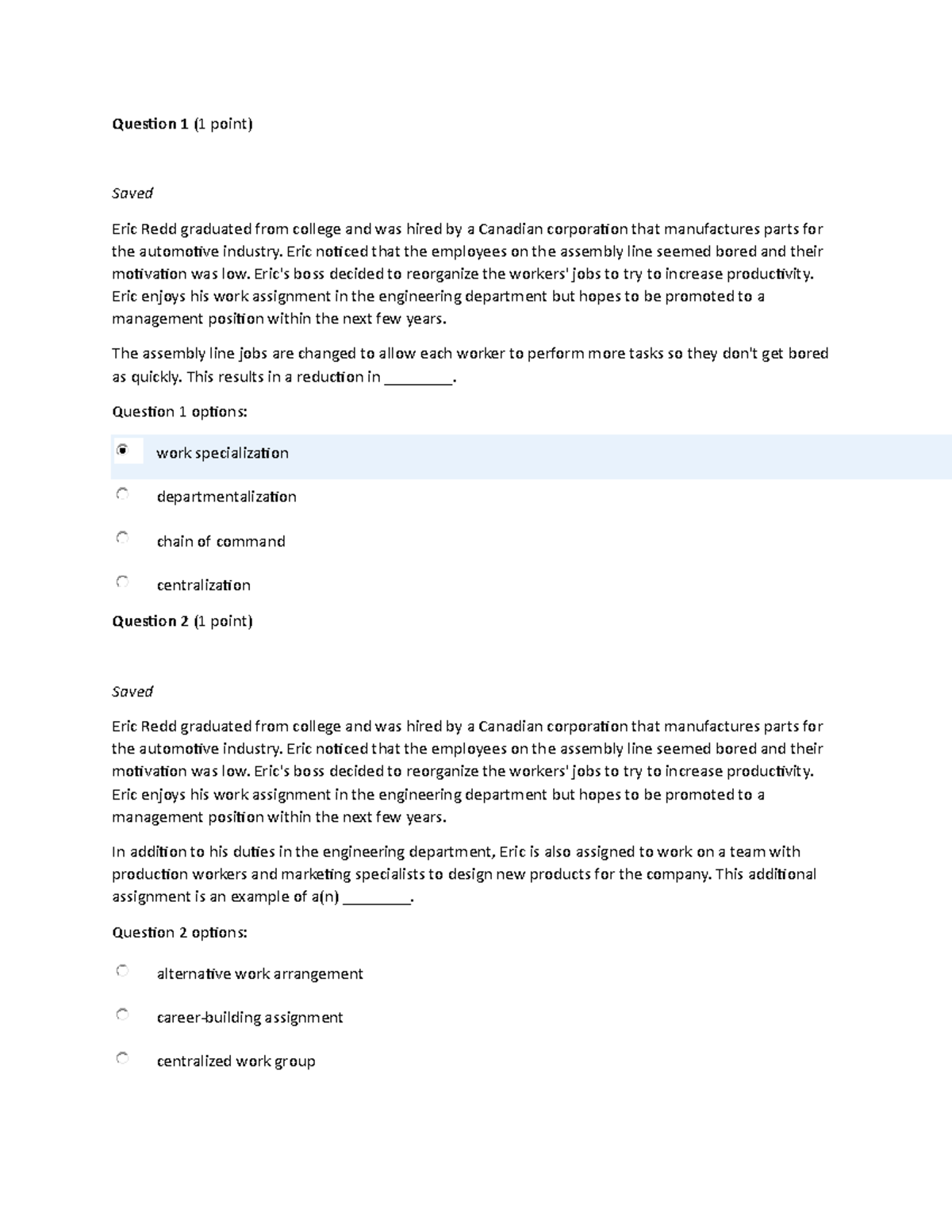 Chapter 11 Designing Organizational Structure Practice with Answers ...