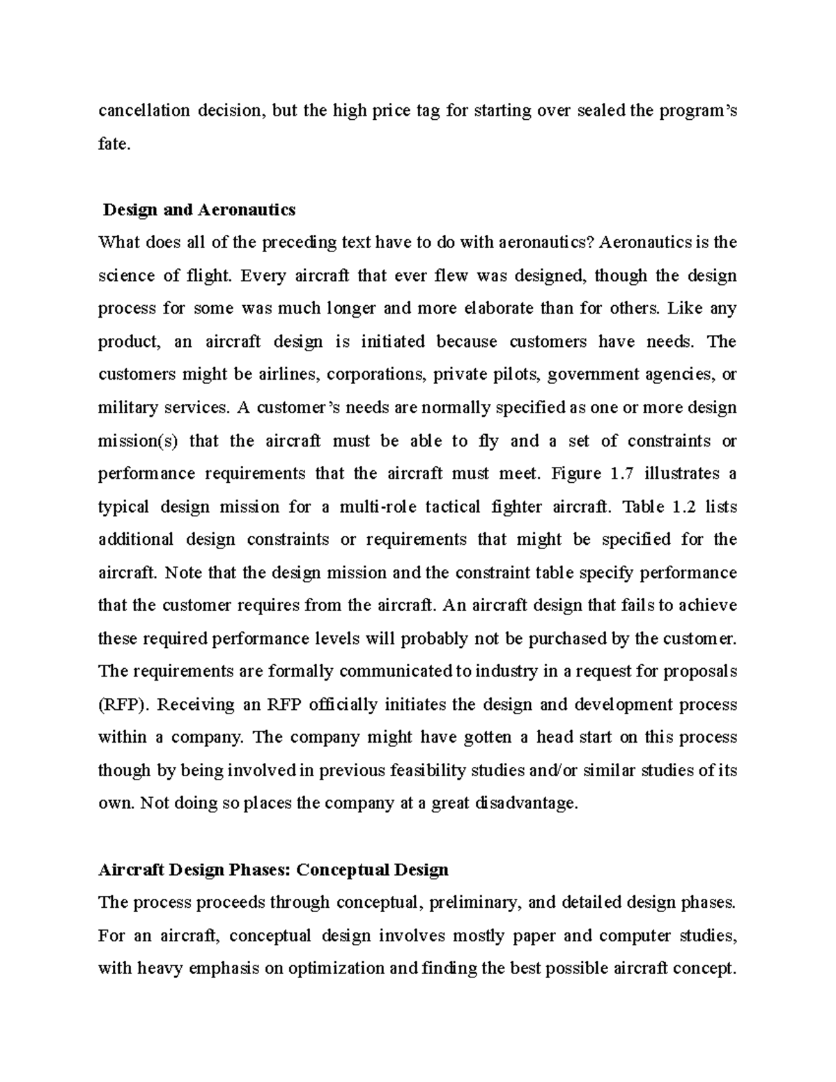 Introduction to Aeronautics Lecture note 2 - cancellation decision, but ...
