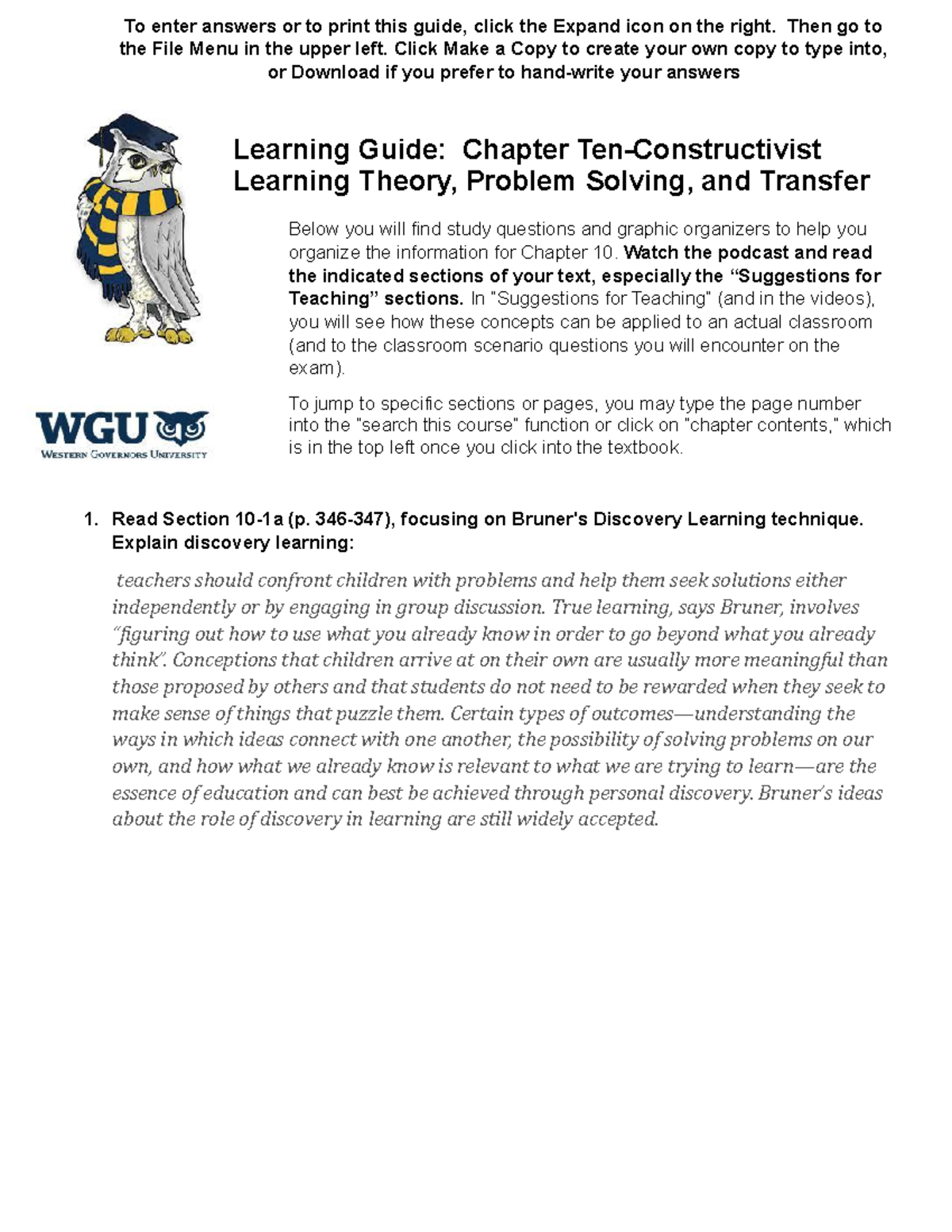 Chapter 10 Learning Guide - C913 - WGU - Studocu