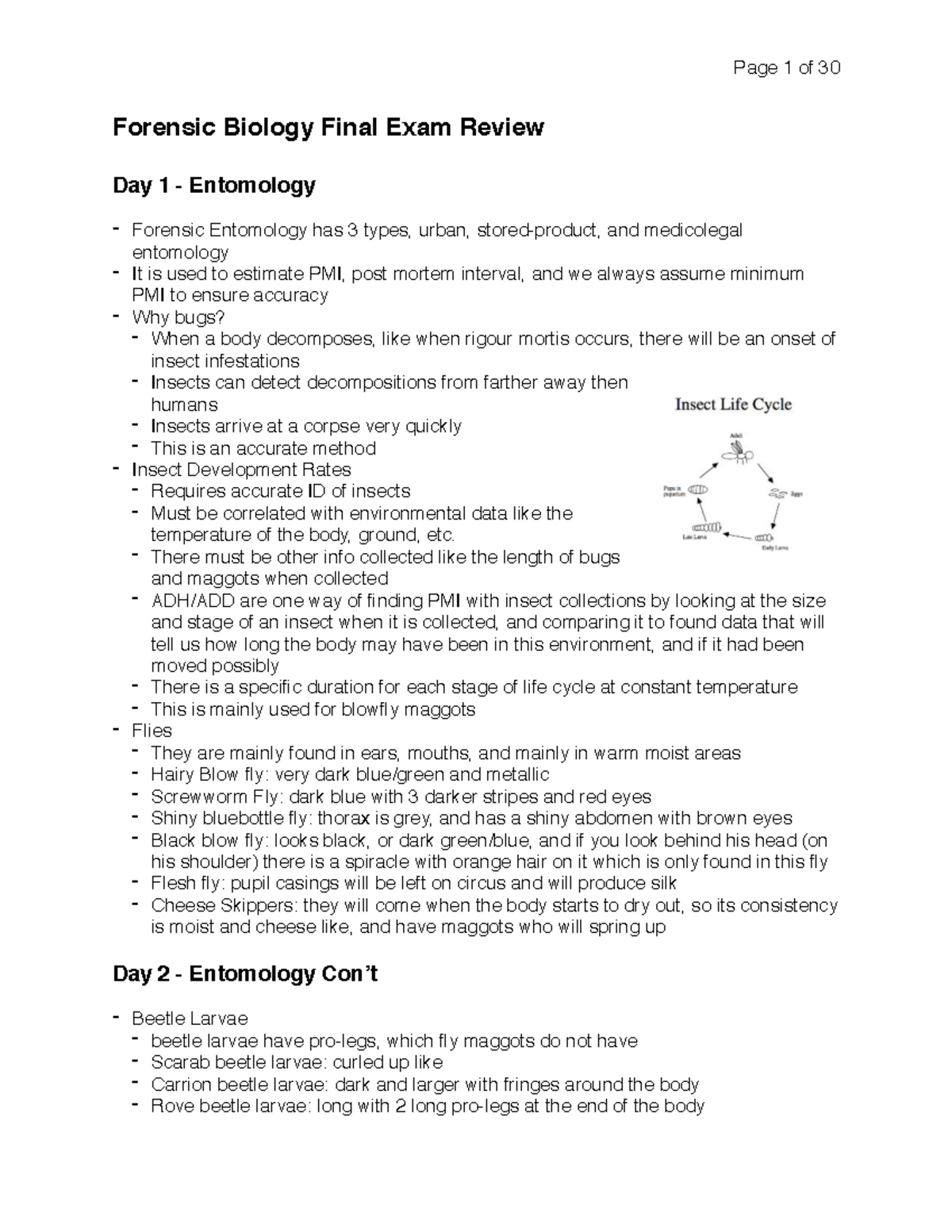 Forensic Biology Study Guide - Page 1 ! of 30 ! Forensic Biology Final ...