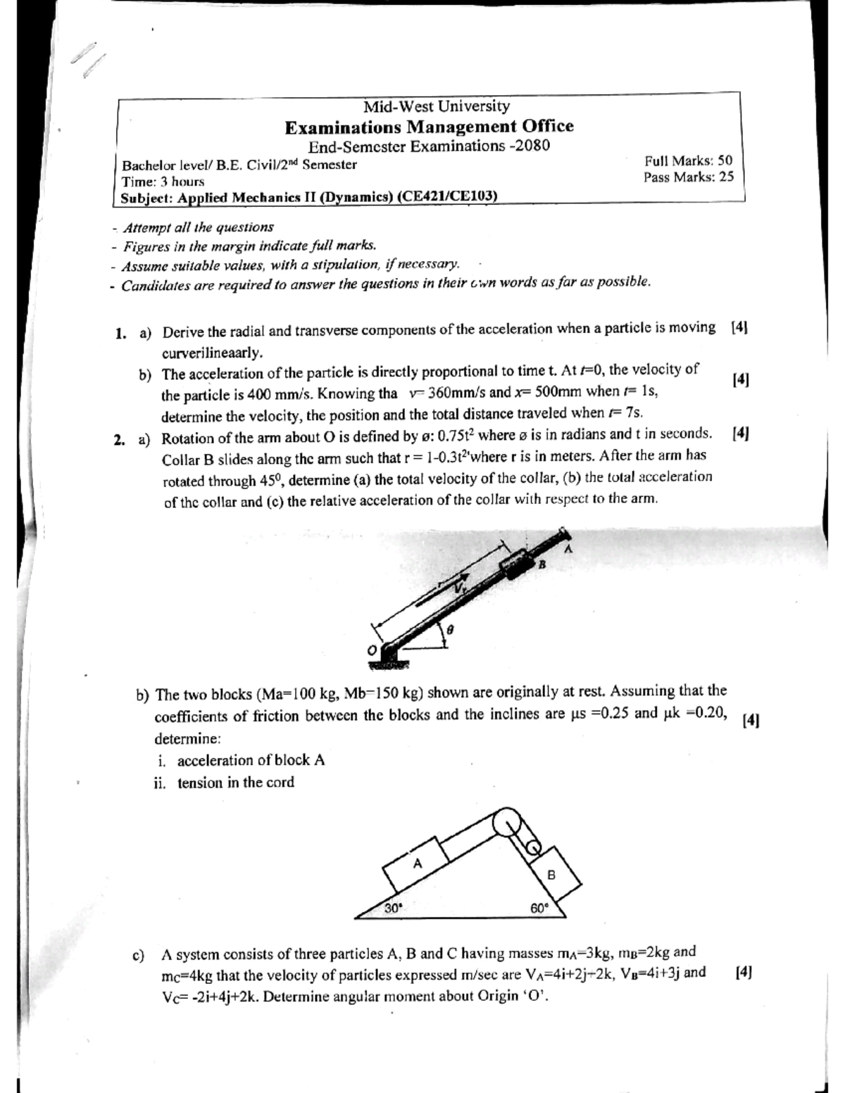 Questions paper sem 2 - Learn - Applied Mechanic II - Studocu