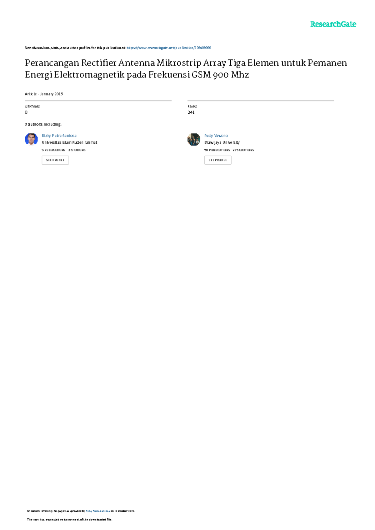 Perancangan Rectifier Antenna Mikrostrip Array TIGA Elemen Untuk - See ...