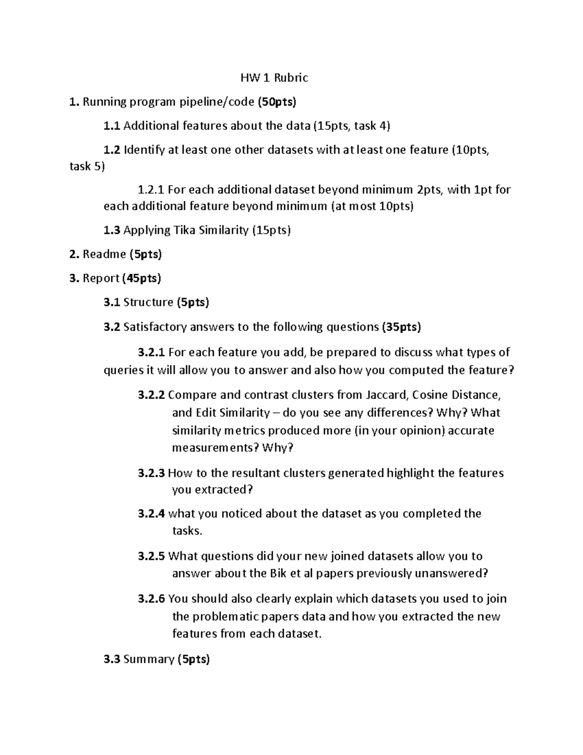 Summer DSCI 550 HW1 Rubric - HW 1 Rubric Running program pipeline/code ...