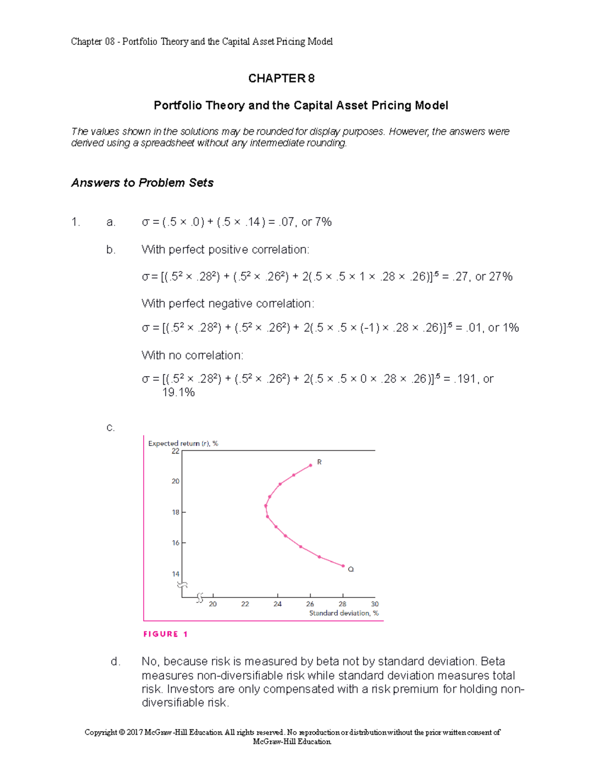 Chapter 8 Problem Sets Solutions - CHAPTER 8 Portfolio Theory and the ...