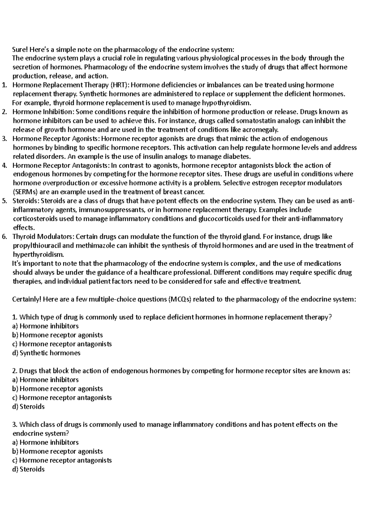 Endocrine%20notes%20and%20mcqs - Sure! Here's a simple note on the ...