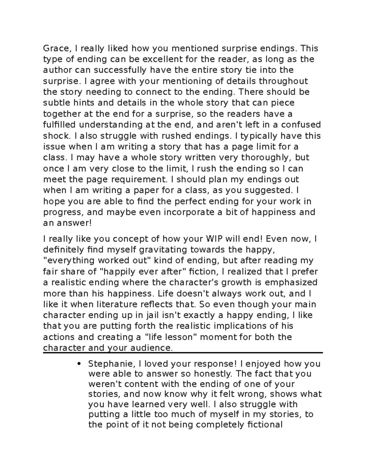 SFE peer replies 2 - replying to peers discussion post is necessary ...