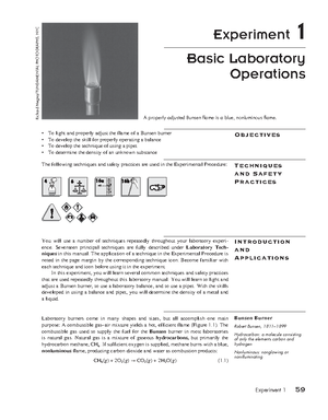 Chem 143 Dry Lab 1 - The Laboratory and SI - Dry Lab 1 The Laboratory ...