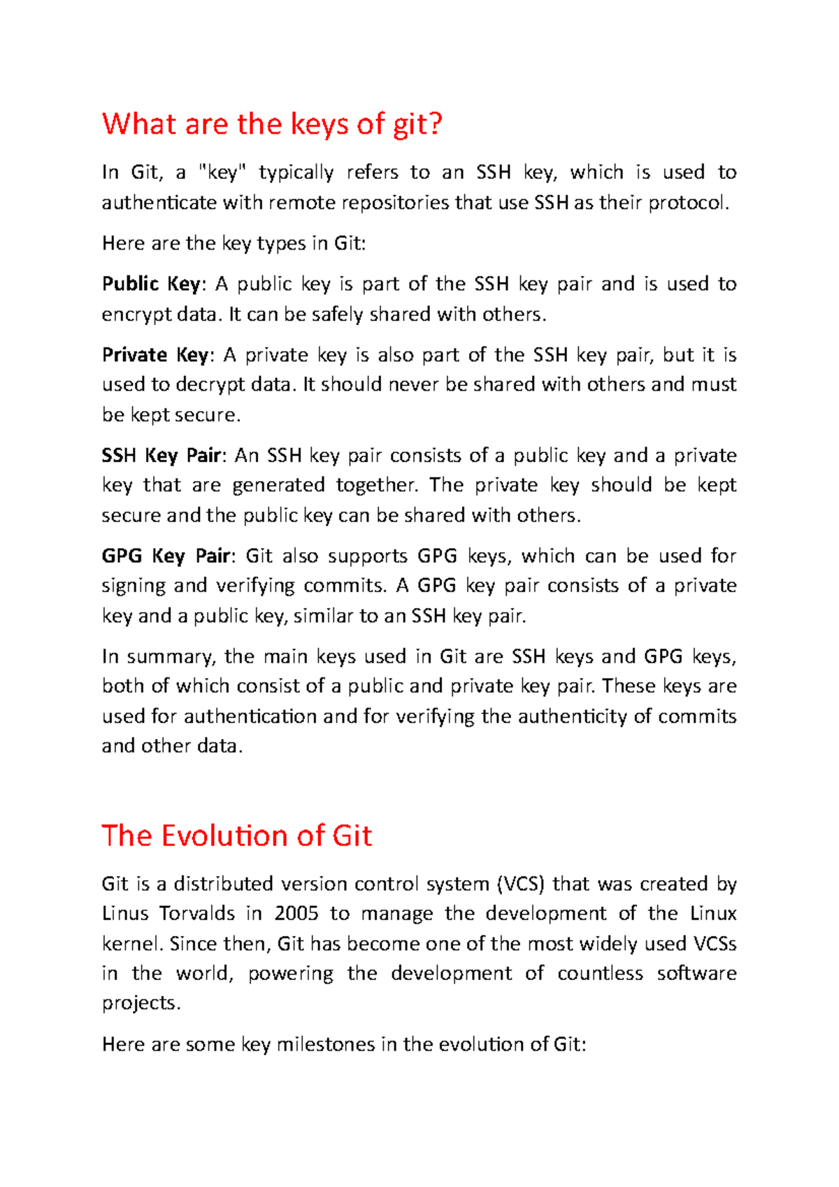 What are the keys of git - notes - What are the keys of git? In Git, a ...