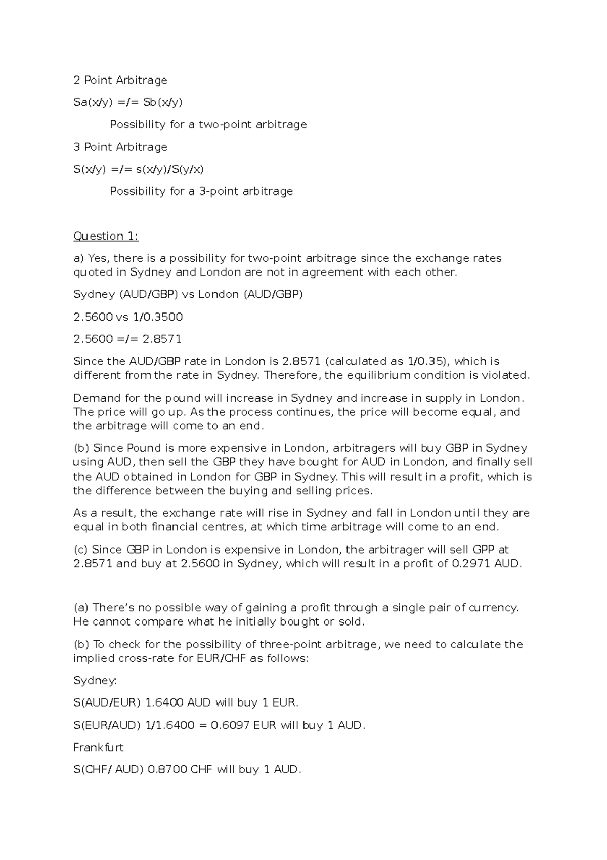 2 Point Arbitrage - useful guide - 2 Point Arbitrage Sa(x/y) =/= Sb(x/y) Possibility for a two ...