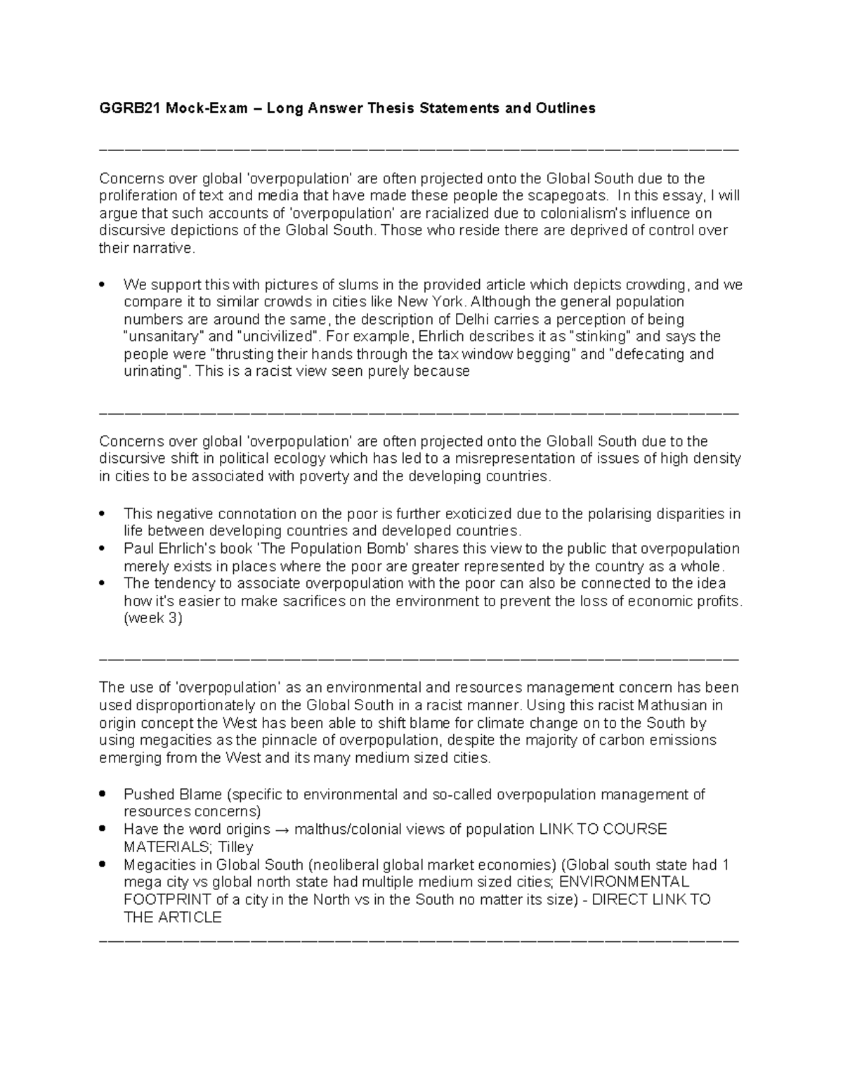 GGRB21 Mock Exam - Long Answer Thesis and Outlines - GGRB21 Mock-Exam ...