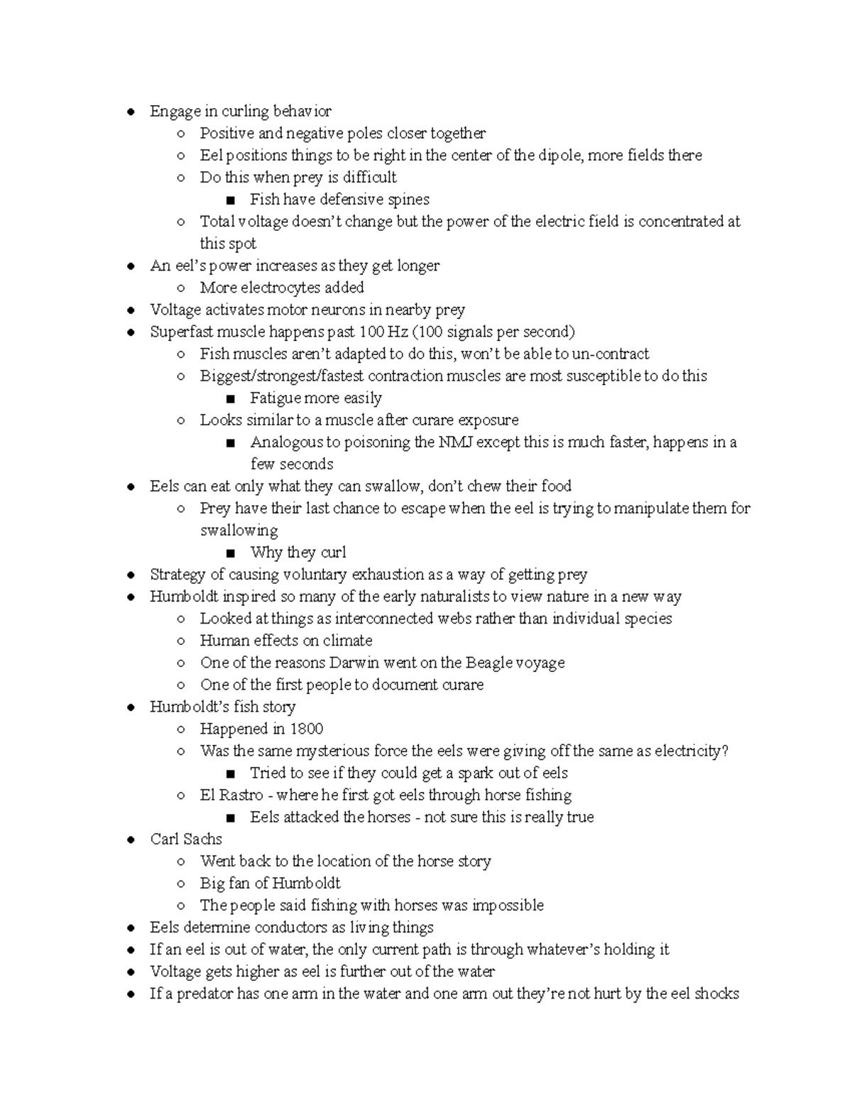 Lecture 20 Notes (11 14) - Engage in curling behavior Positive and ...