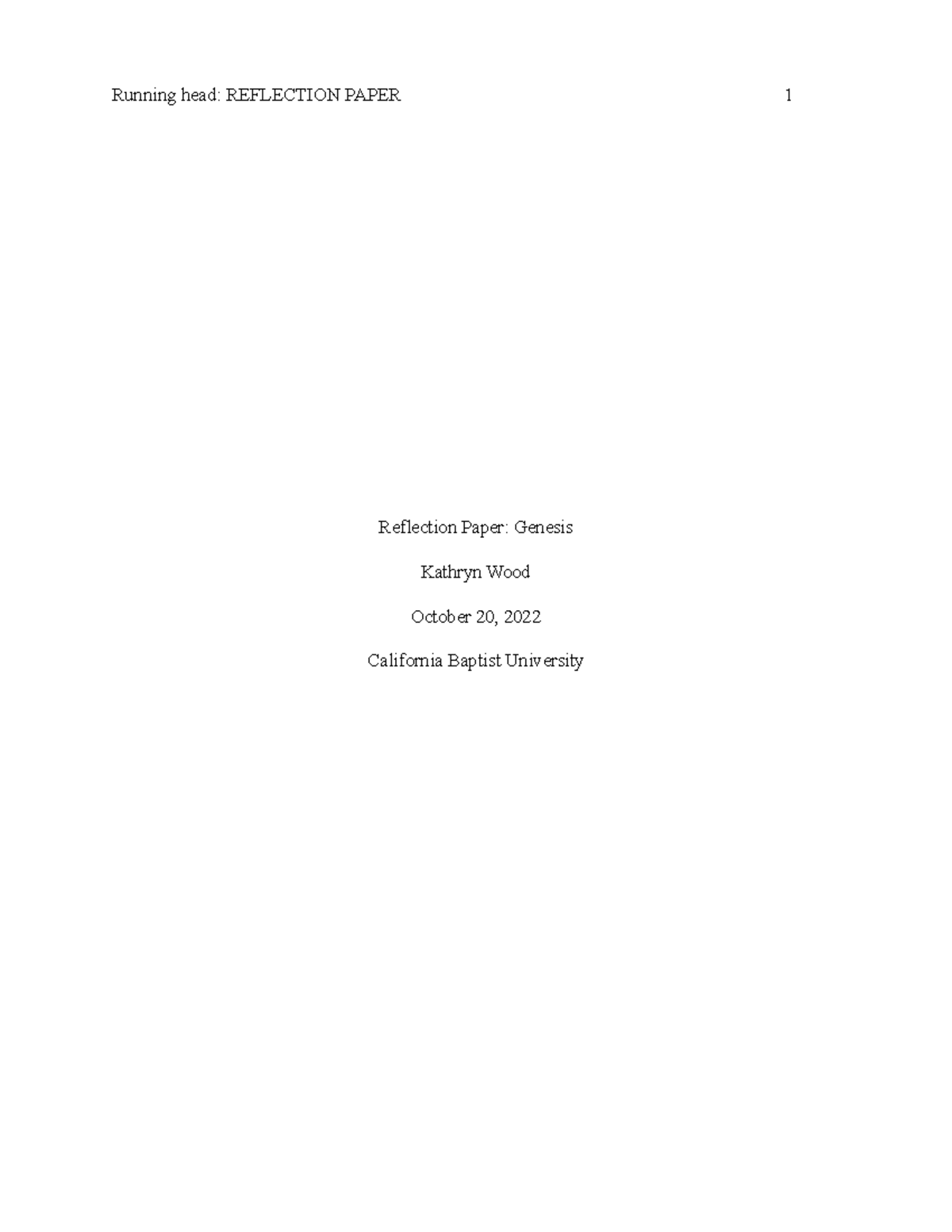 Report - OT REflection 1 of 2 - Running head: REFLECTION PAPER 1 ...