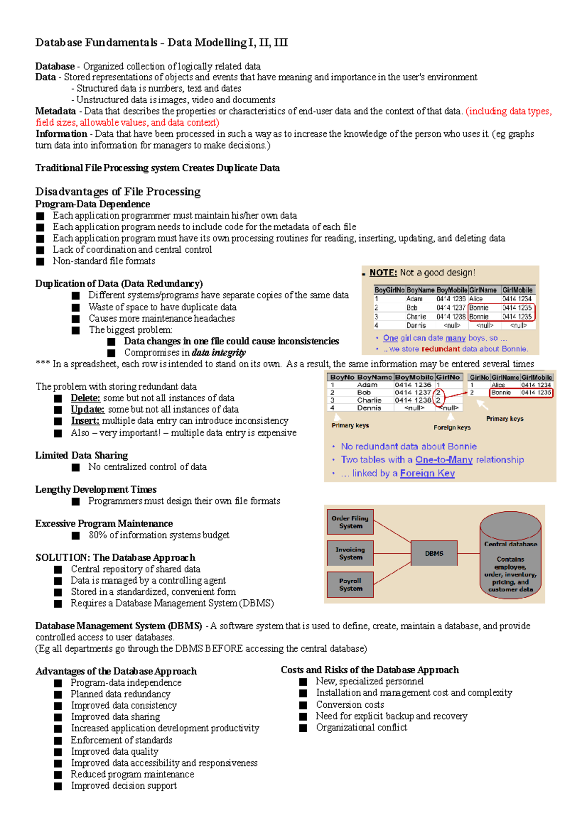 Exam Notes - Summary Database Fundamentals - Database Fundamentals ...