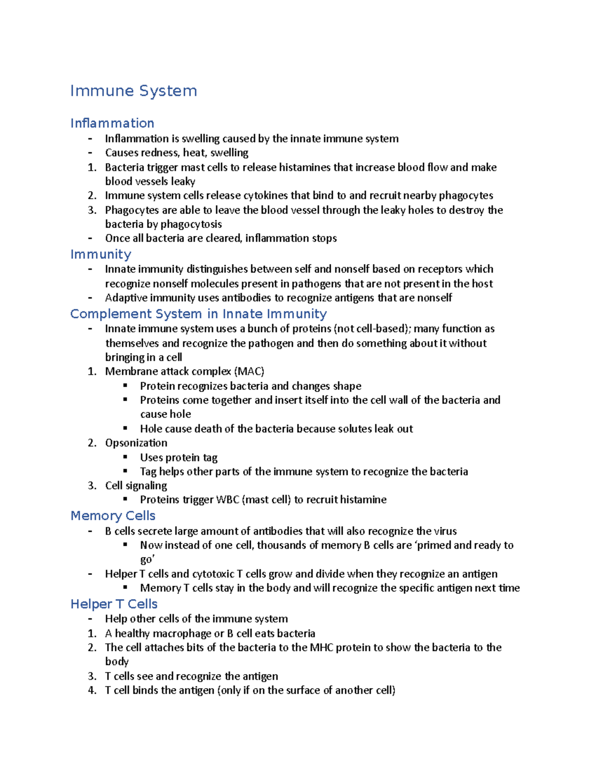 CH 43 Lecture 26 - chapter 43 notes - Immune System Inflammation ...