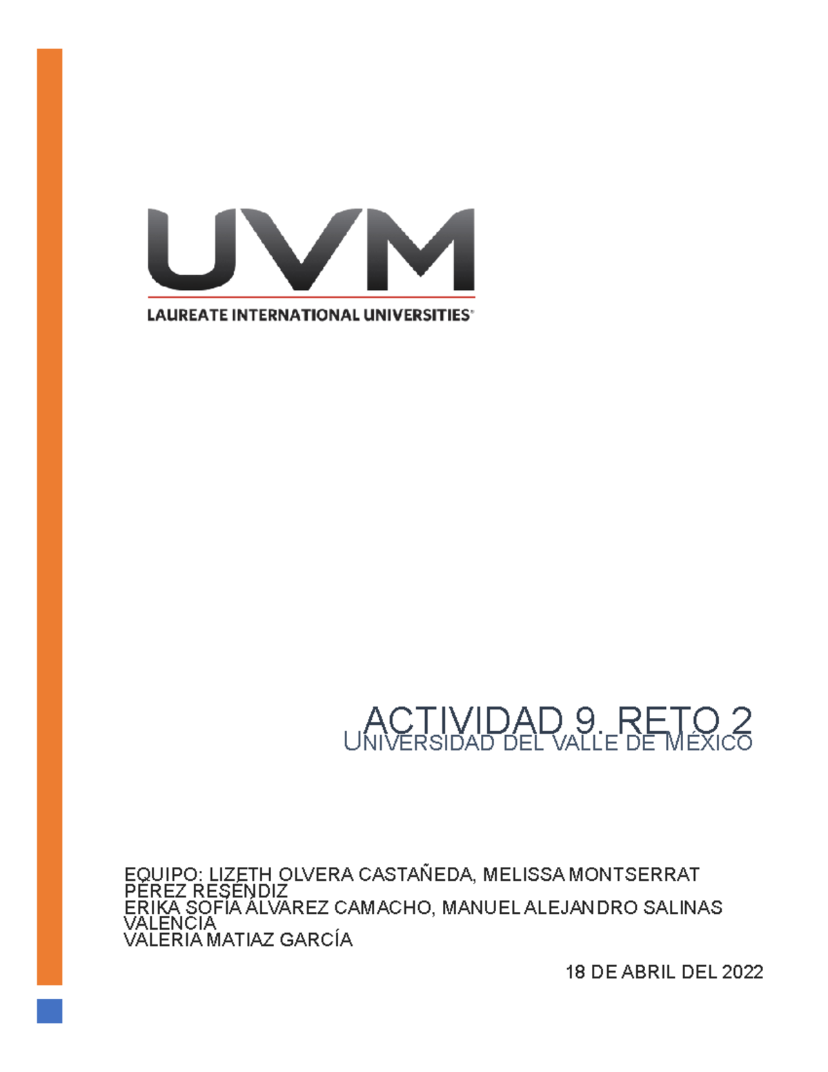 Actividad - EQUIPO: LIZETH OLVERA CASTAÑEDA, MELISSA MONTSERRAT PÉREZ ...