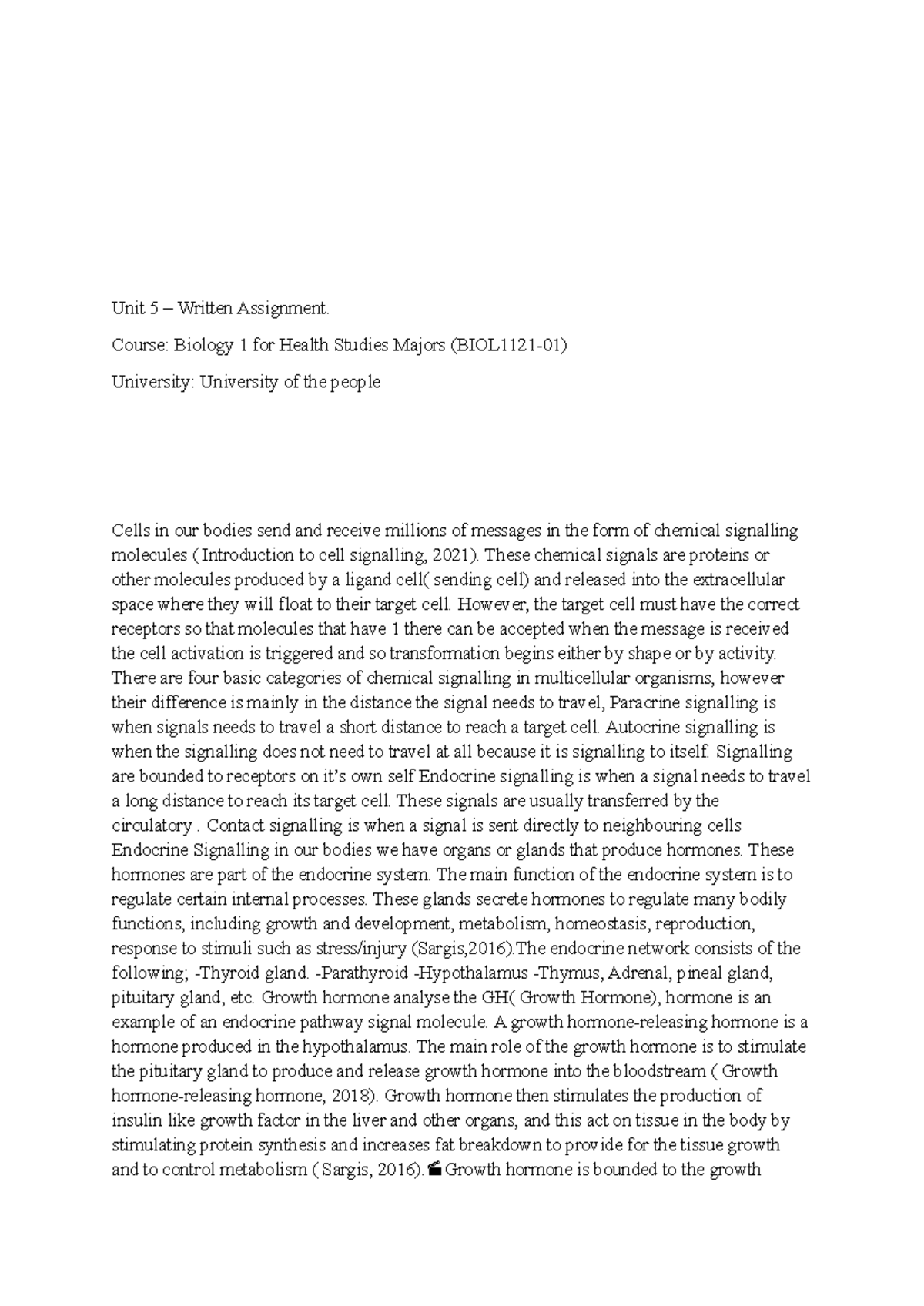 Biology 1 unit 5 - Unit 5 – Written Assignment. Course: Biology 1 for ...