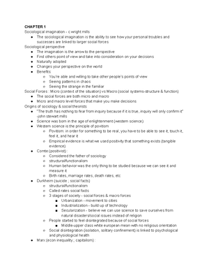 SOCY 101 Notes - Dr. Williams, unit 1 - Sociology SOCY 101 Notes ...