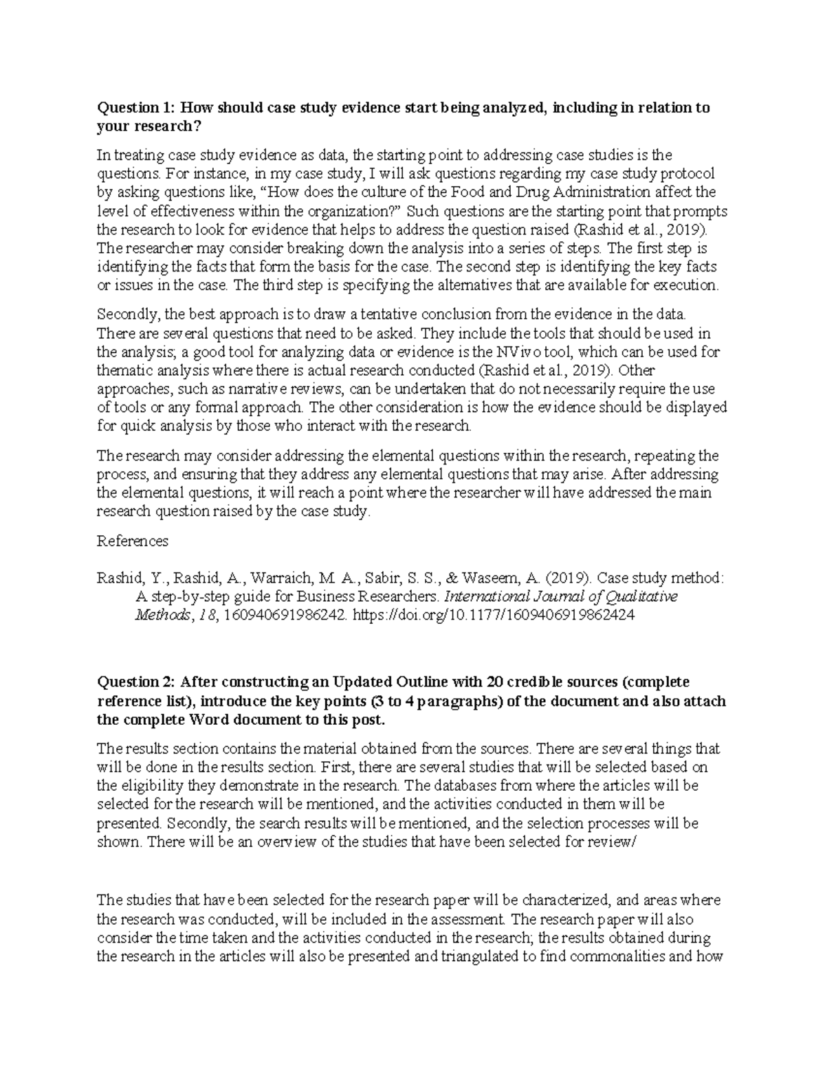 Order 9457 - writing assignment - Question 1: How should case study ...