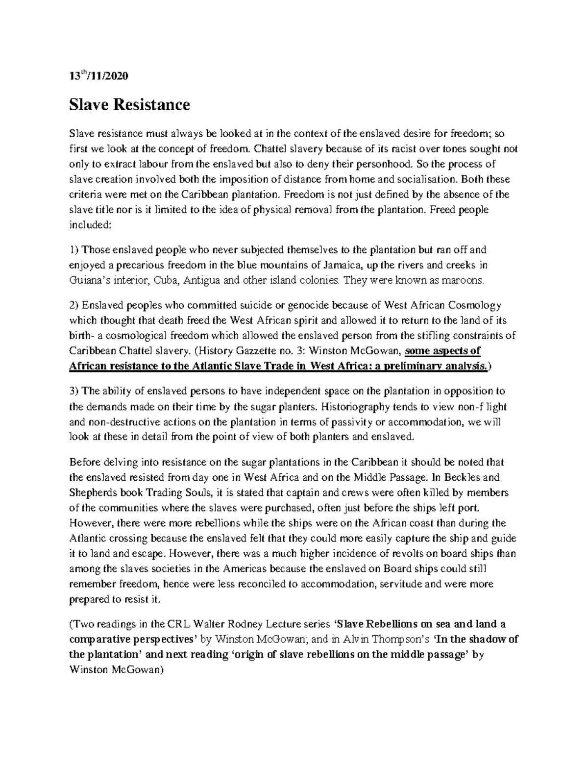 Slave Resistance - 13 th/11/ Slave Resistance Slave resistance must ...