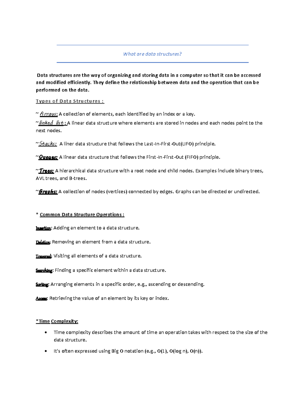 What Are Data Structures What Are Data Structures Data Structures Are The Way Of Organizing